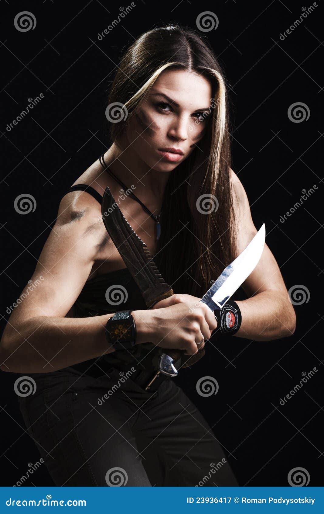 Woman holding dagger stock image. Image of bodyguard - 23936417