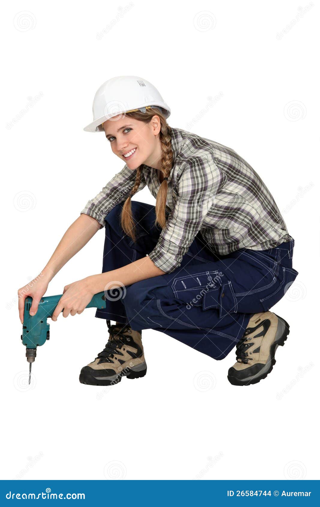 Woman holding drill stock photo. Image of construction - 26584744