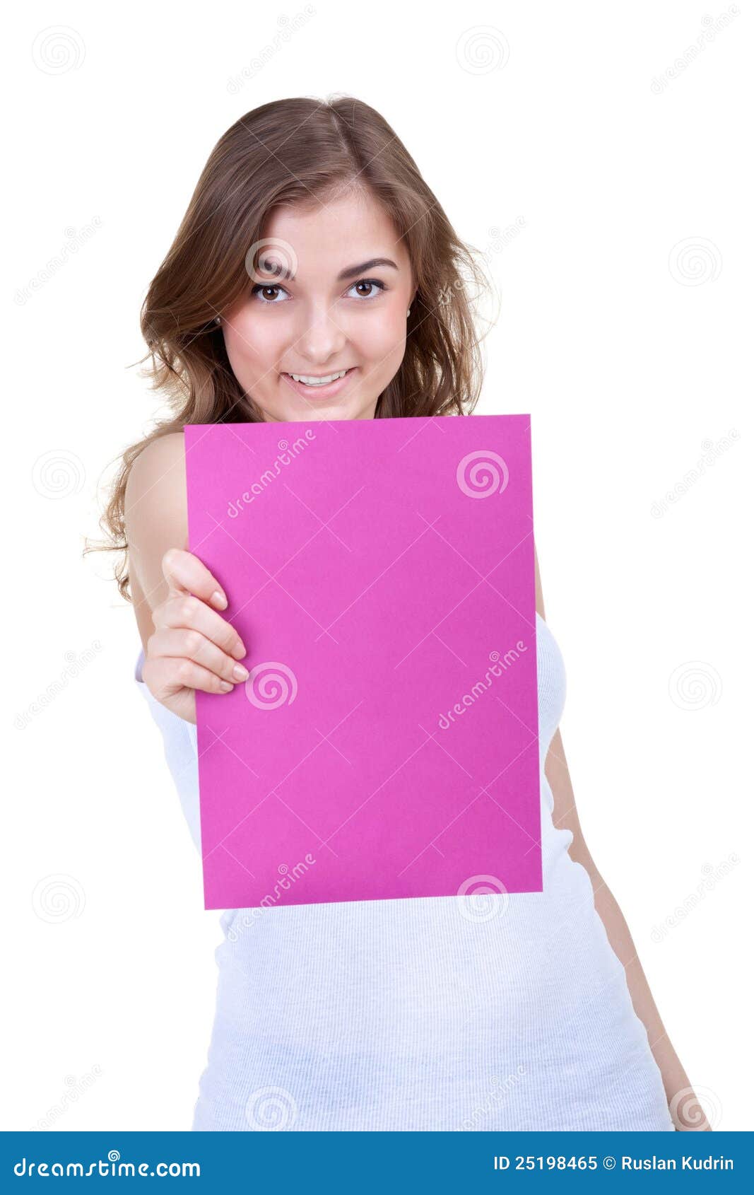 Woman Holding Empty Pink Board Stock Image - Image of advert, looking ...