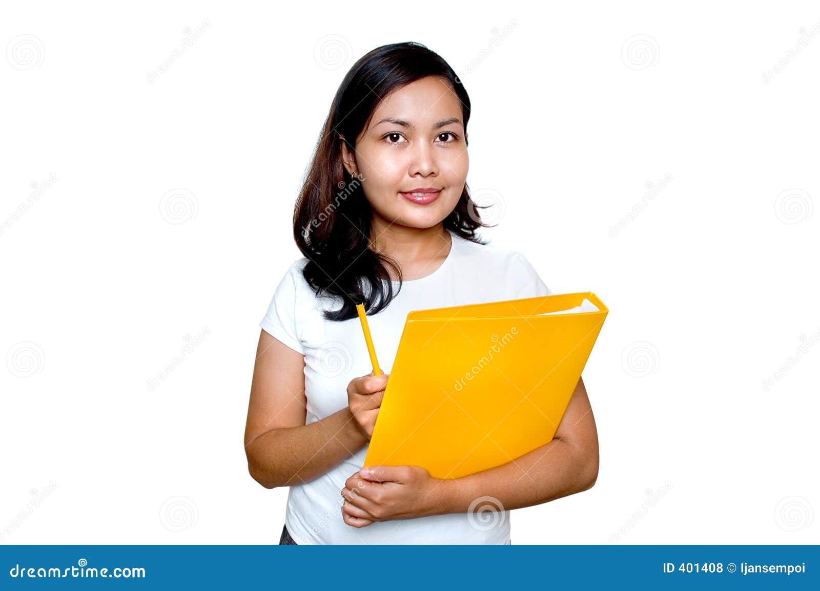 Woman holding file stock photo. Image of stuff, adult, yellow - 401408
