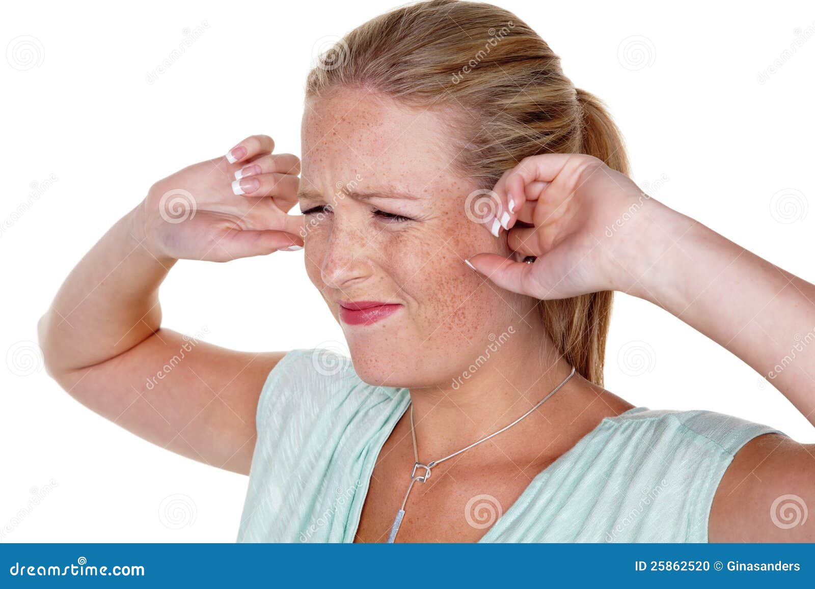 Woman Holding Fingers in Their Ears Stock Photo - Image of disease ...