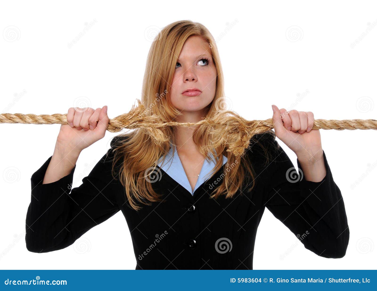 Woman Holding Frayed Rope stock photo. Image of danger - 5983604
