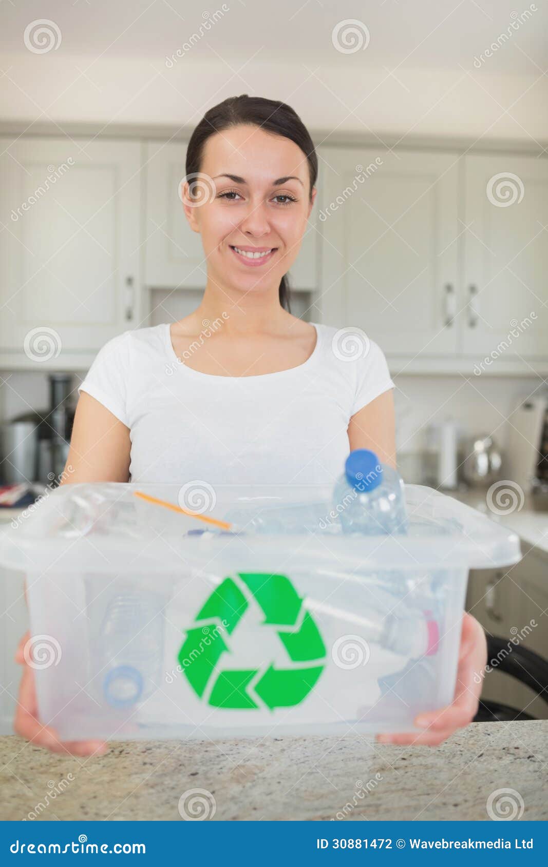 Woman Holding Full Recycling Bin Stock Photo - Image of environment ...
