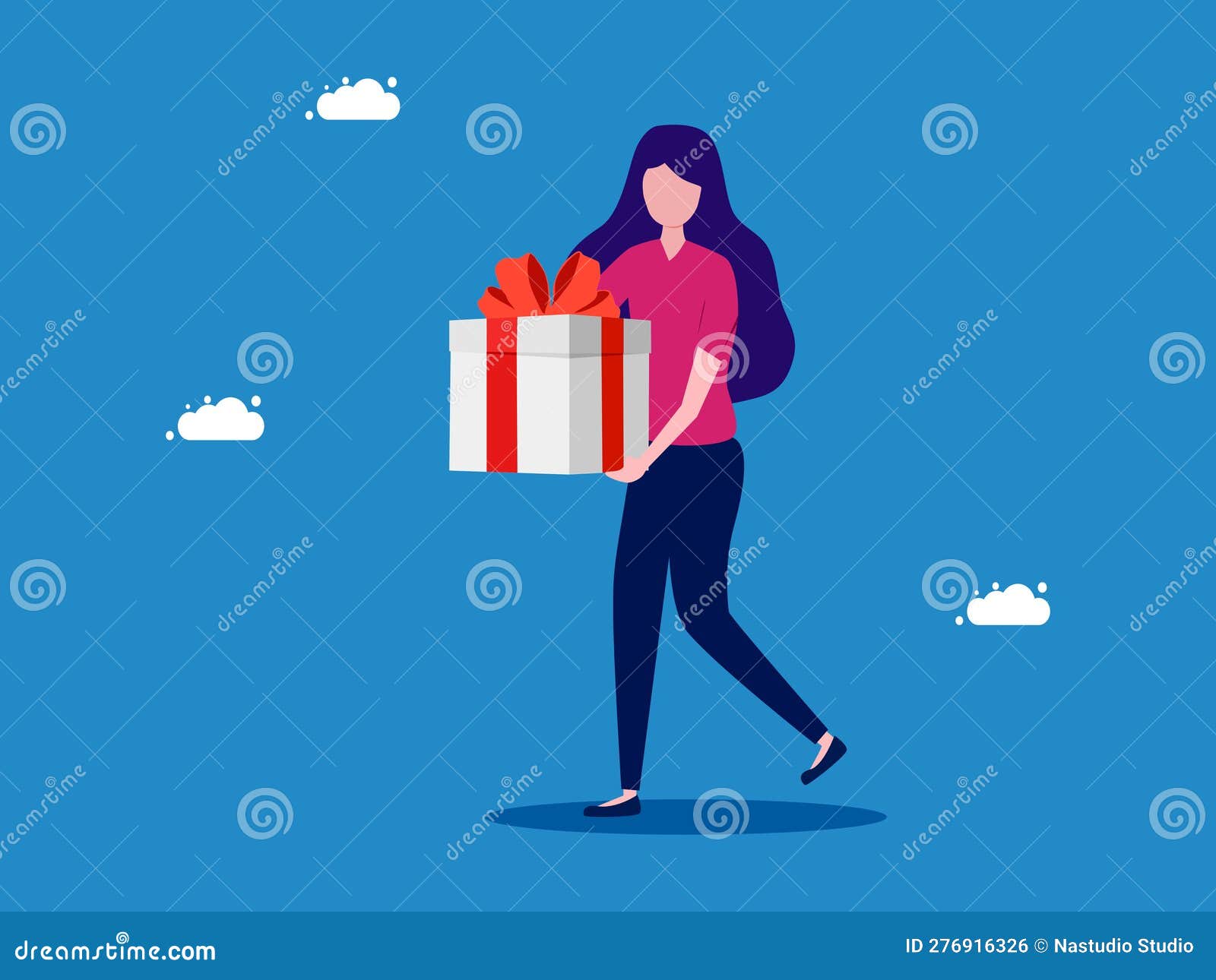Woman Holding a Gift Box. the Concept of Rewards at Work Stock Vector ...