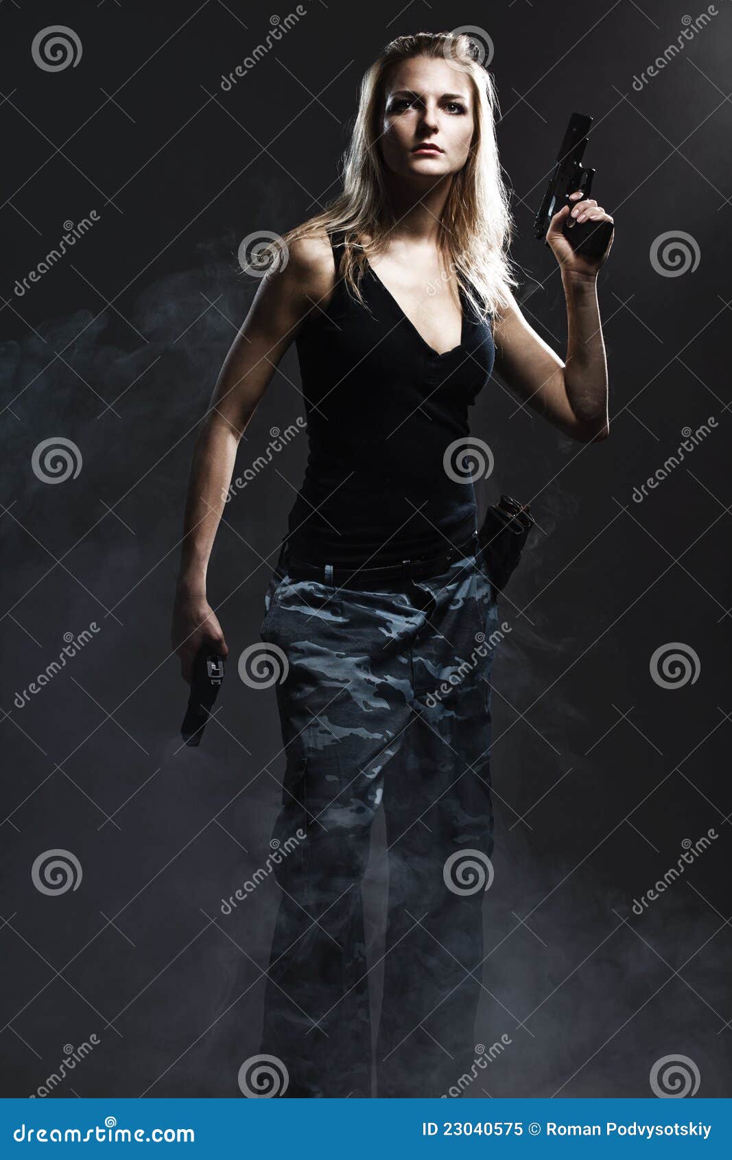 Woman holding gun stock image. Image of hitman, crime - 23040575
