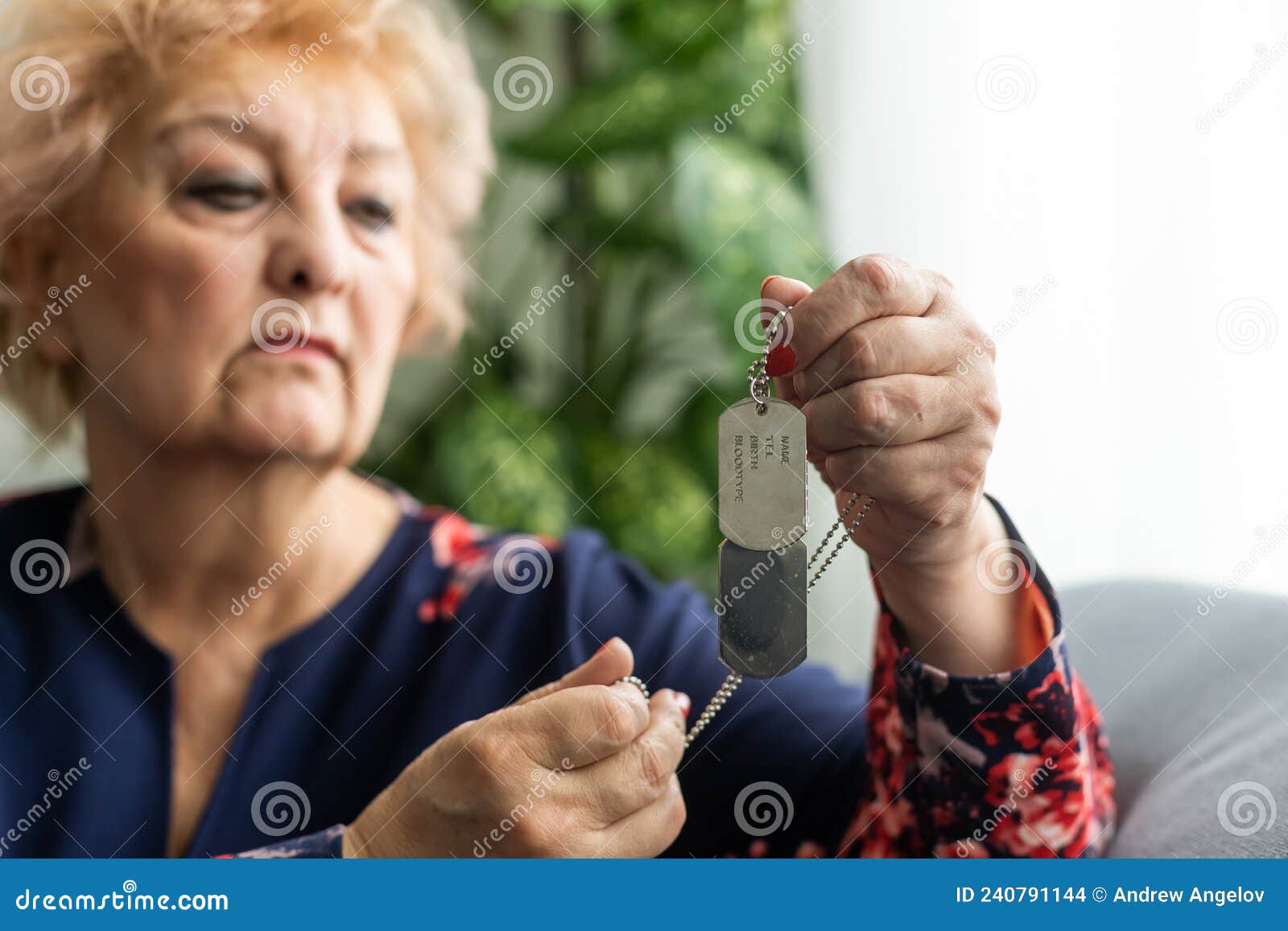 Woman Holding in Hand Military Token Stock Photo - Image of soldiers ...