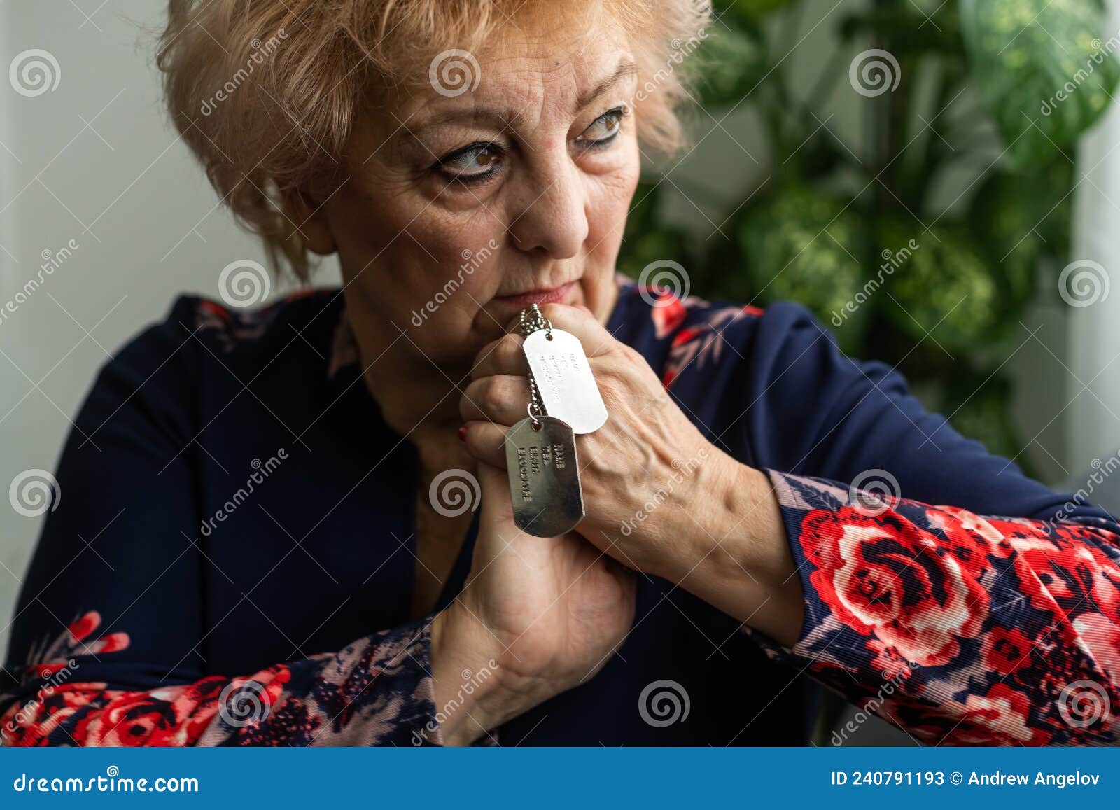 Woman Holding in Hand Military Token Stock Image - Image of room, chain ...