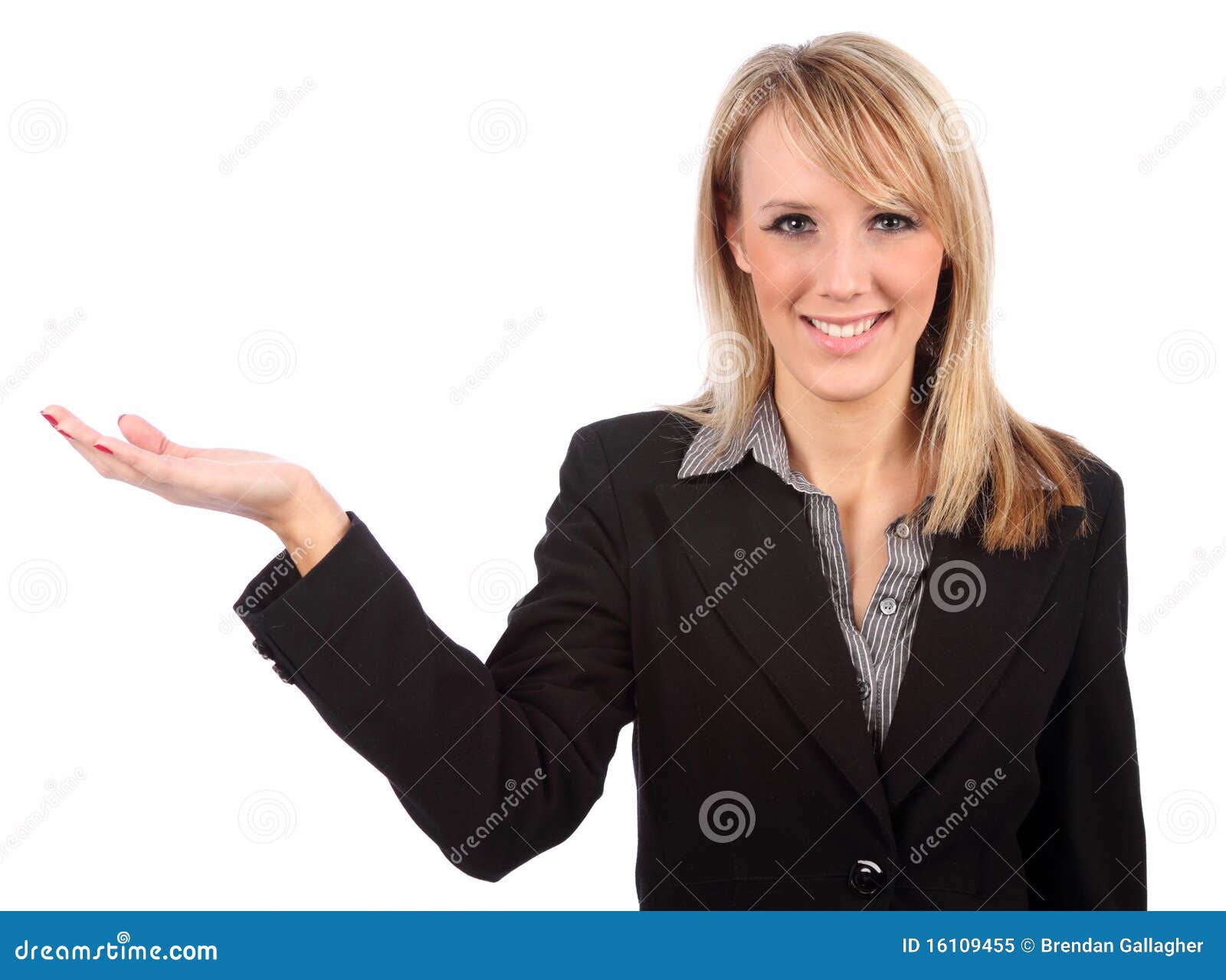 Woman holding hand out stock image. Image of female, isolated - 16109455