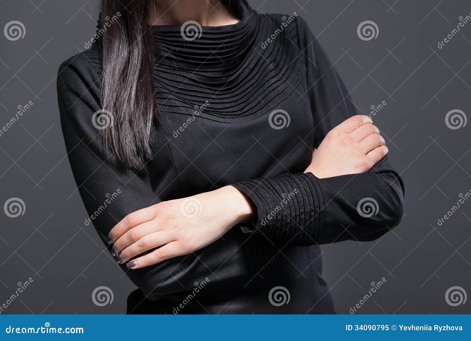 Woman holding hands folded stock image. Image of attractive - 34090795
