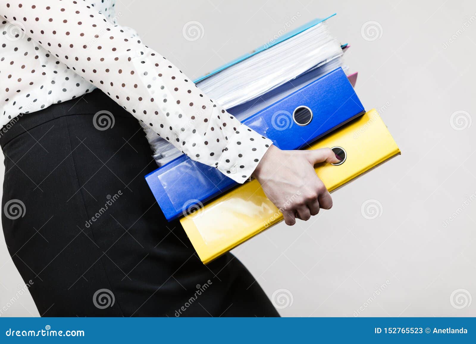 Woman Holding Heavy Colorful Binders with Documents Stock Image - Image ...