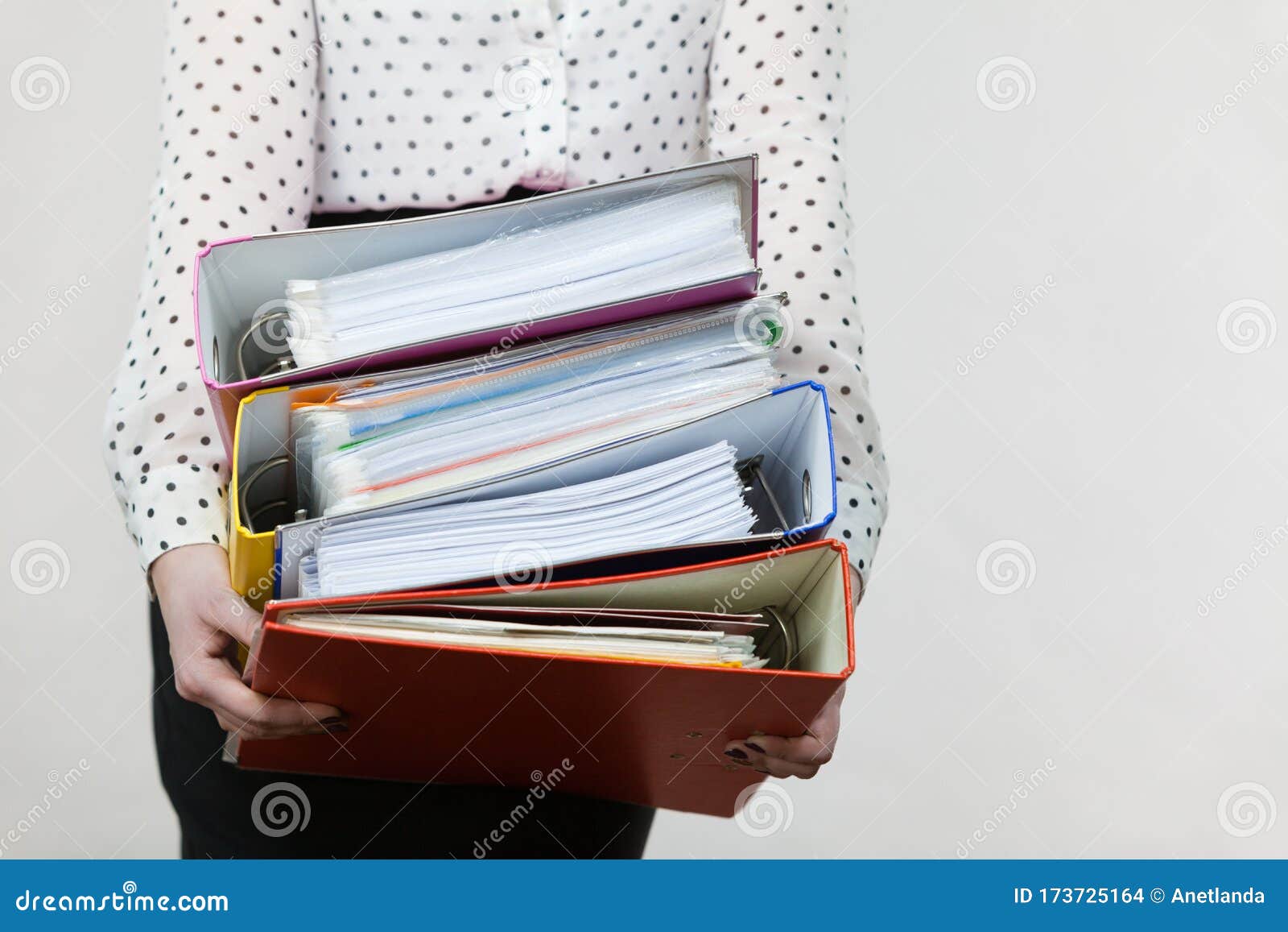 Woman Holding Heavy Colorful Binders with Documents Stock Photo - Image ...