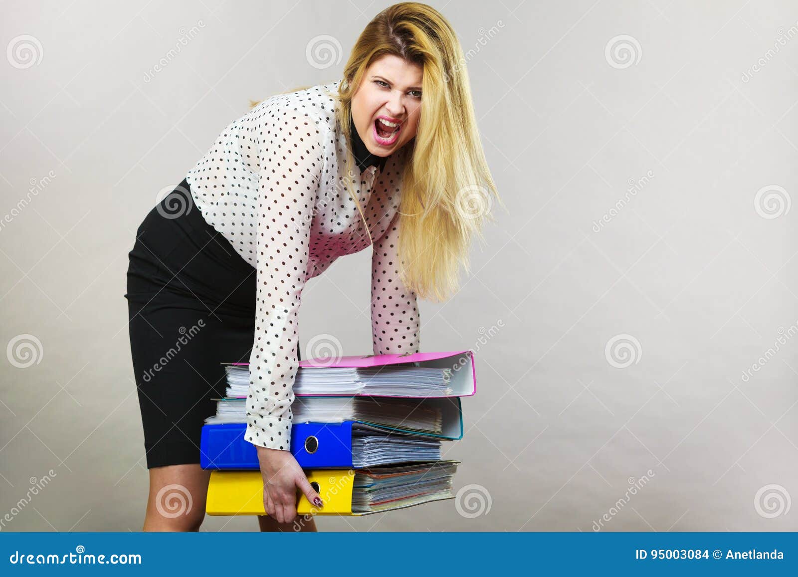 Woman Holding Heavy Colorful Binders with Documents Stock Photo - Image ...