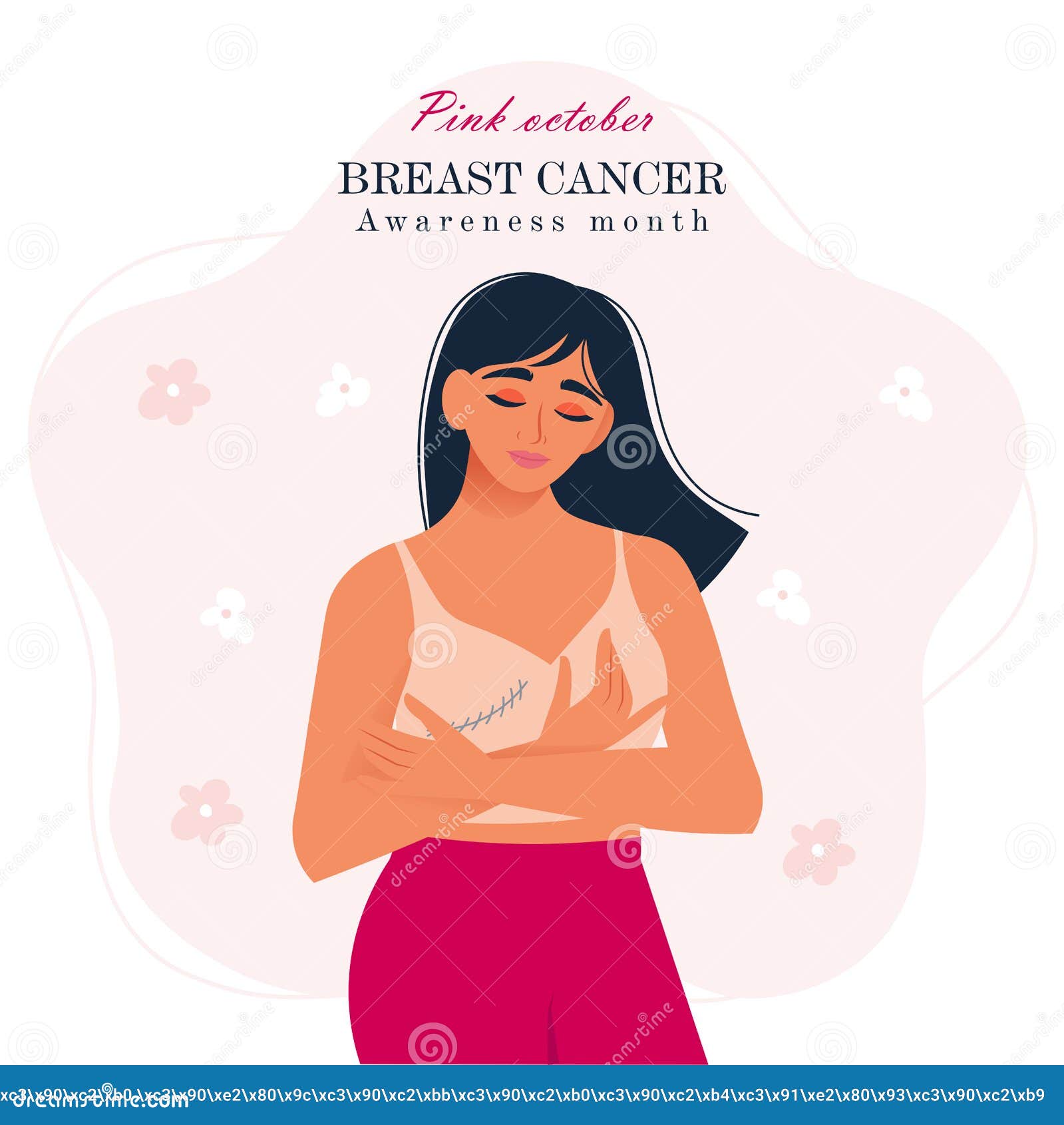 Woman Holding Her Breast Breast Cancer Awareness Month Banner Vector
