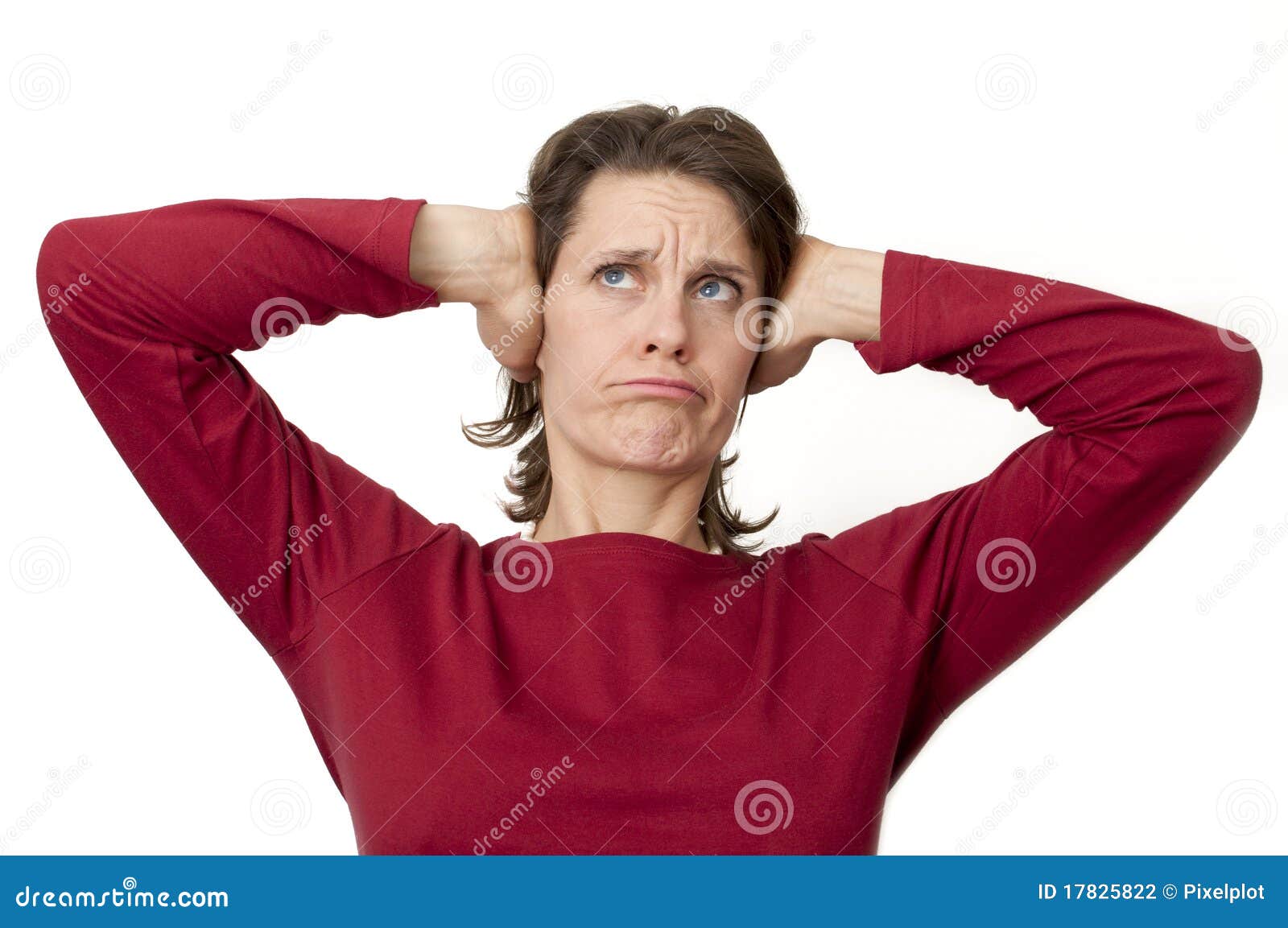 Woman holding her ears stock photo. Image of closed, copyspace - 17825822