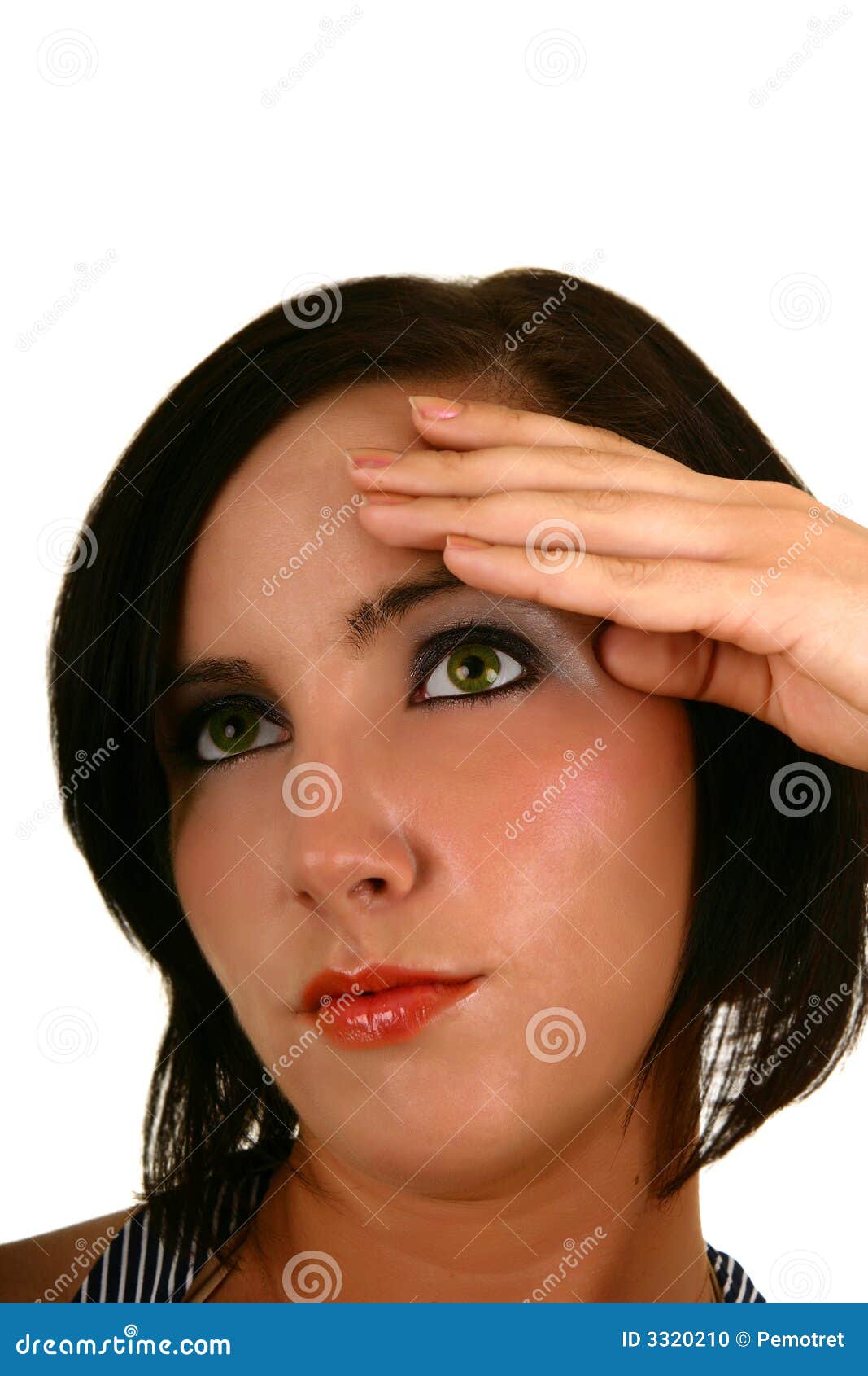Woman Holding Her Forehead stock photo. Image of glamor - 3320210
