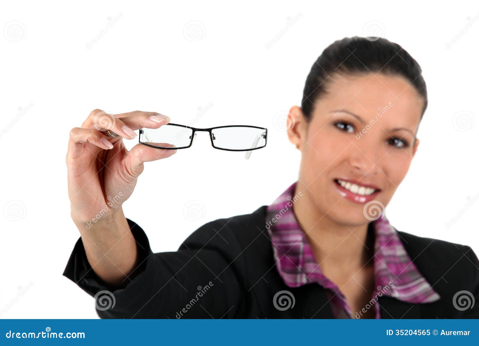 Woman Holding Her Glasses Far Stock Image - Image of perception, woman ...