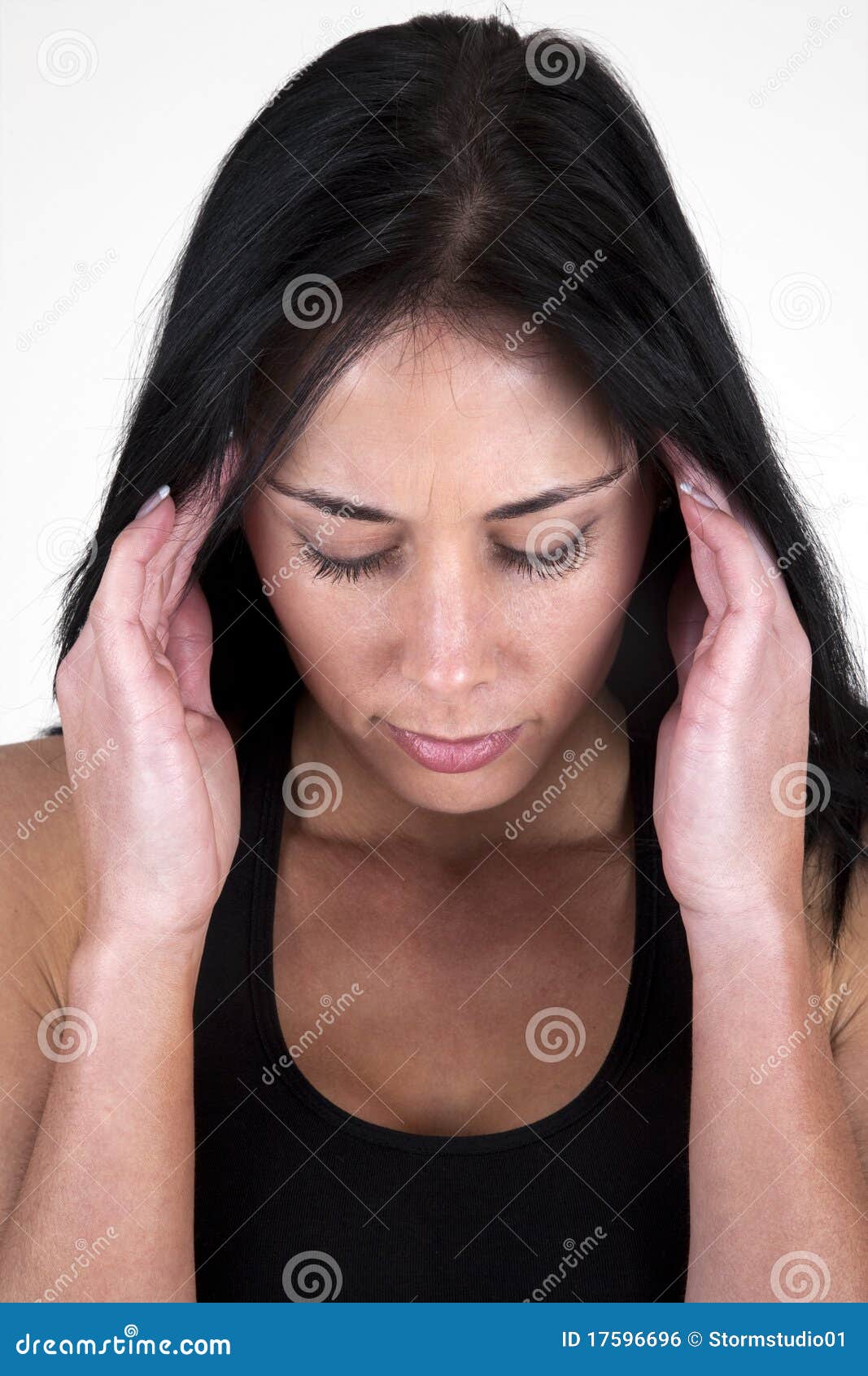 Woman Holding Her Head in Her Hands Stock Photo - Image of female ... Woman Holding Her Head in Her Hands Stock Photo - Image of female ...