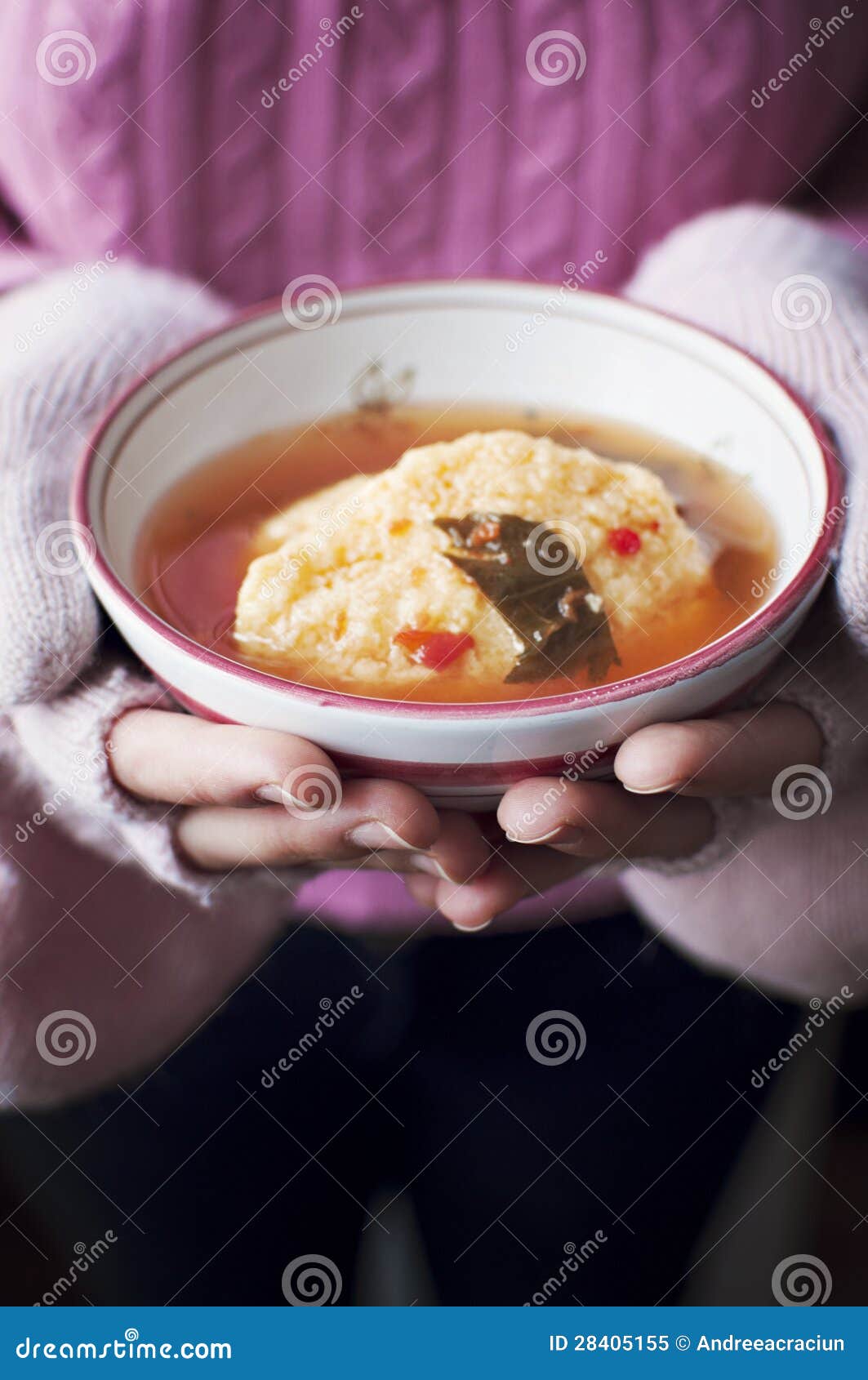 Woman Holding Hot Bowl of Soup Stock Image - Image of woman, winter ...