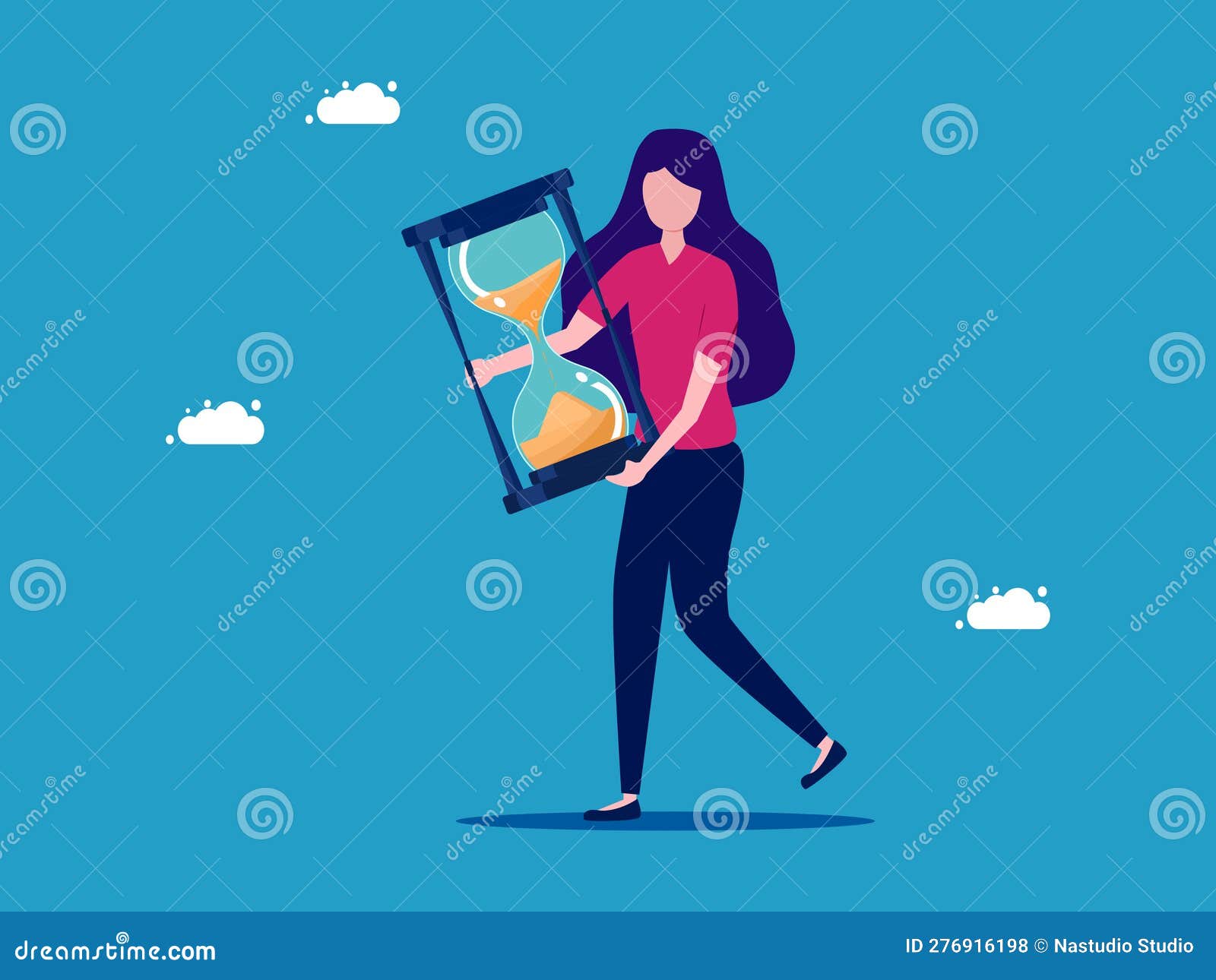 Woman Holding an Hourglass. Value of Time Stock Vector - Illustration ...