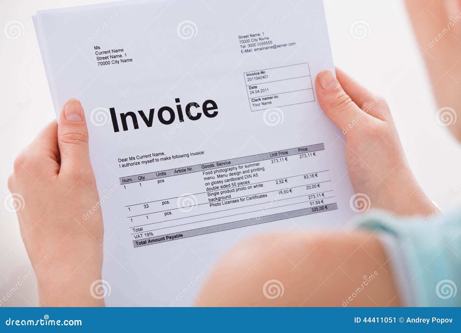 Woman holding invoice stock image. Image of paperwork - 44411051
