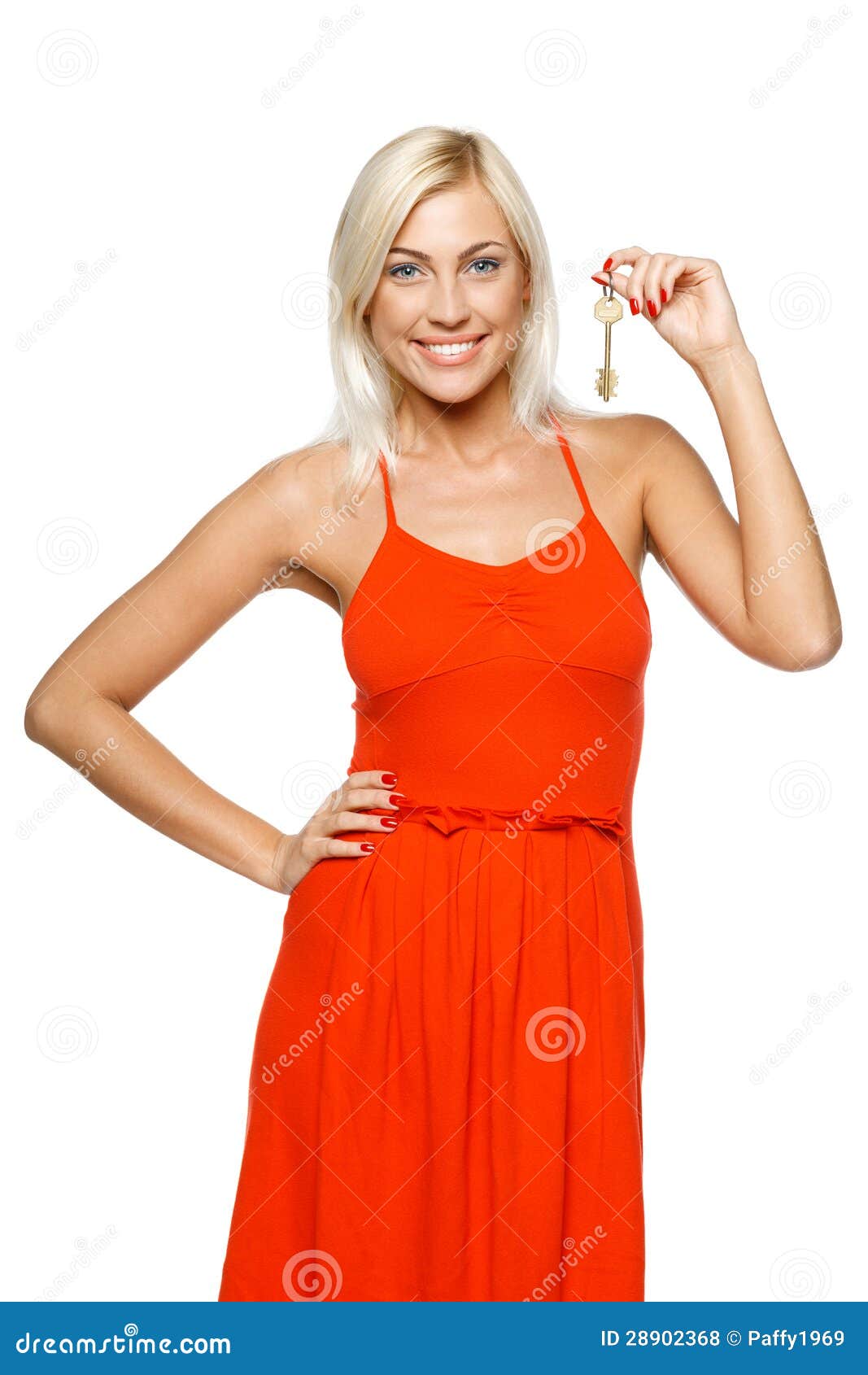 Woman holding a key stock photo. Image of color, human - 28902368