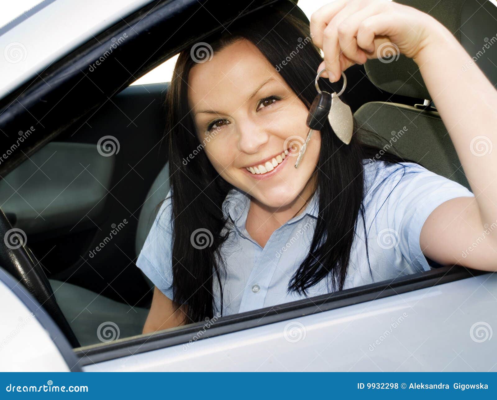 Woman Holding Key in the Car Stock Photo - Image of beautiful, portrait ...