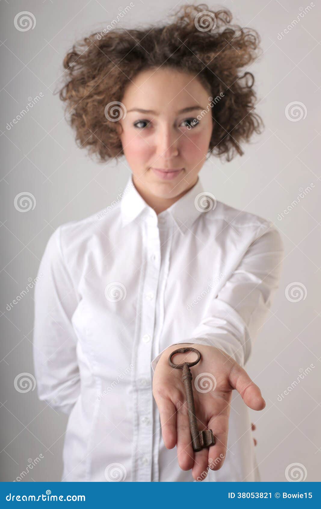 Woman holding a key stock image. Image of open, concept - 38053821