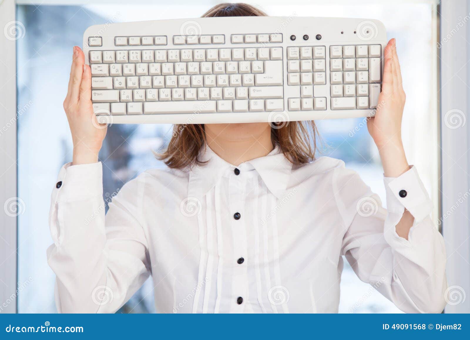 Woman holding keyboard stock photo. Image of beautiful - 49091568