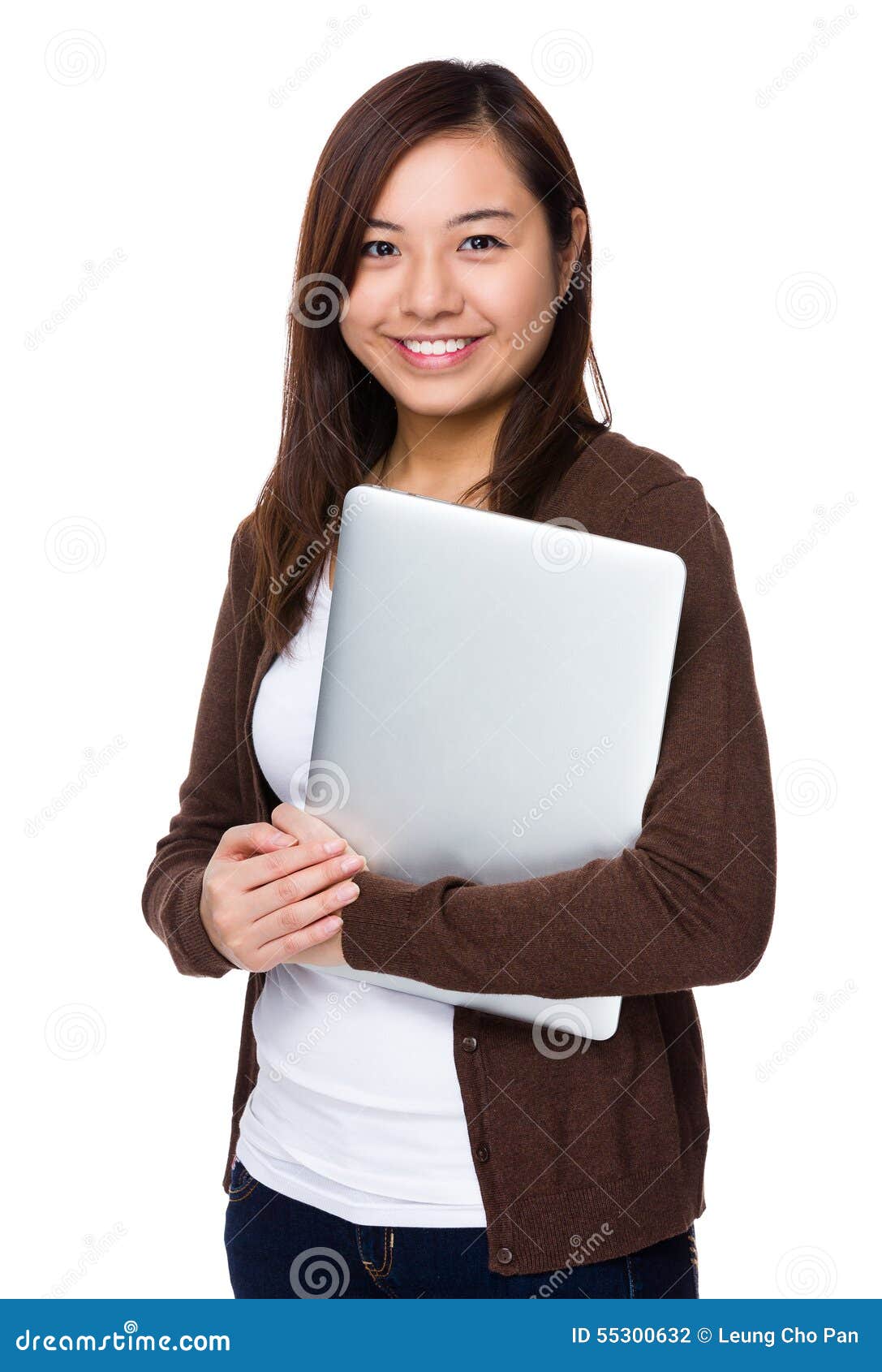 Woman Holding with Laptop Computer Stock Photo - Image of malaysian ...