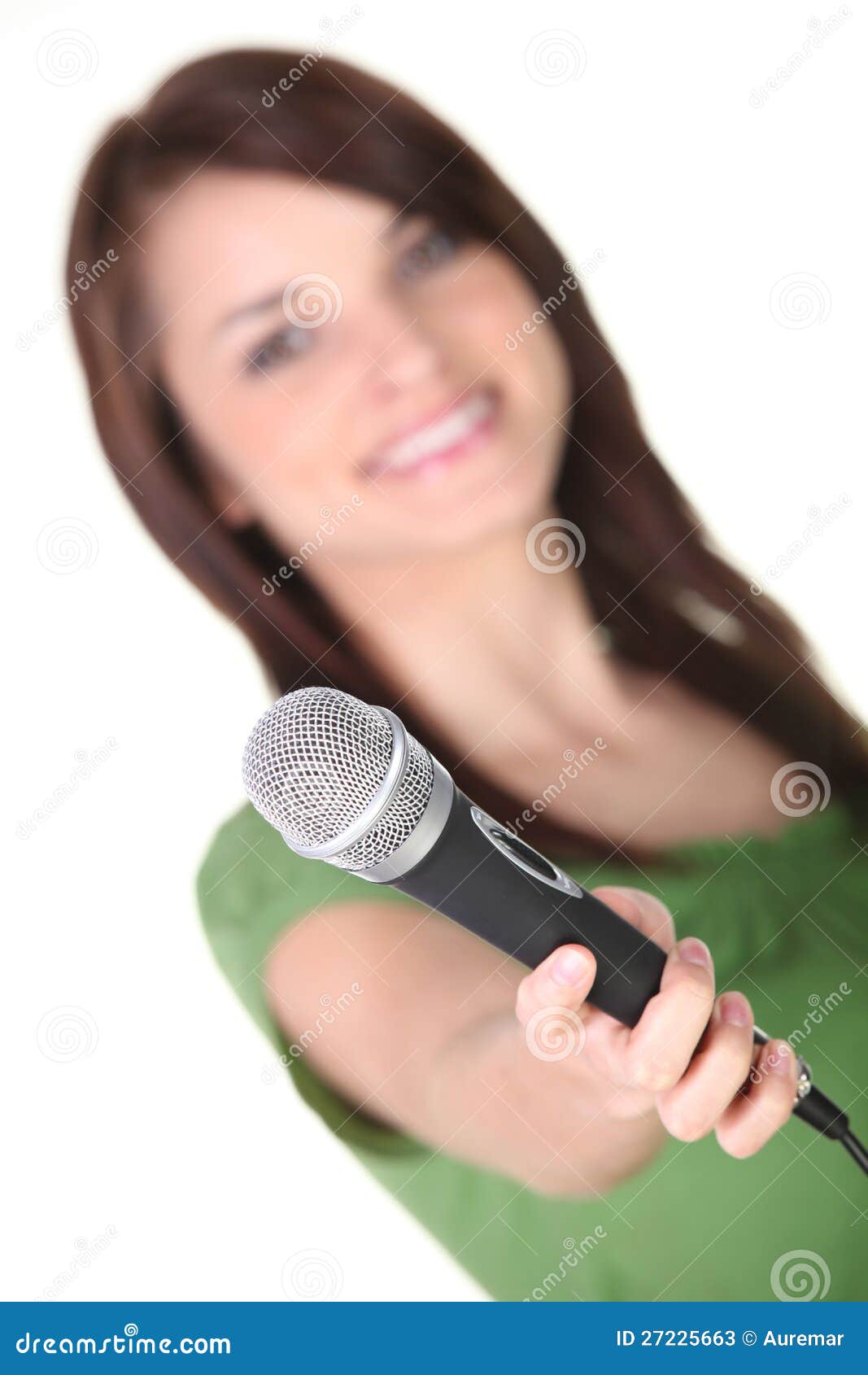 Woman holding a microphone stock image. Image of karaoke - 27225663