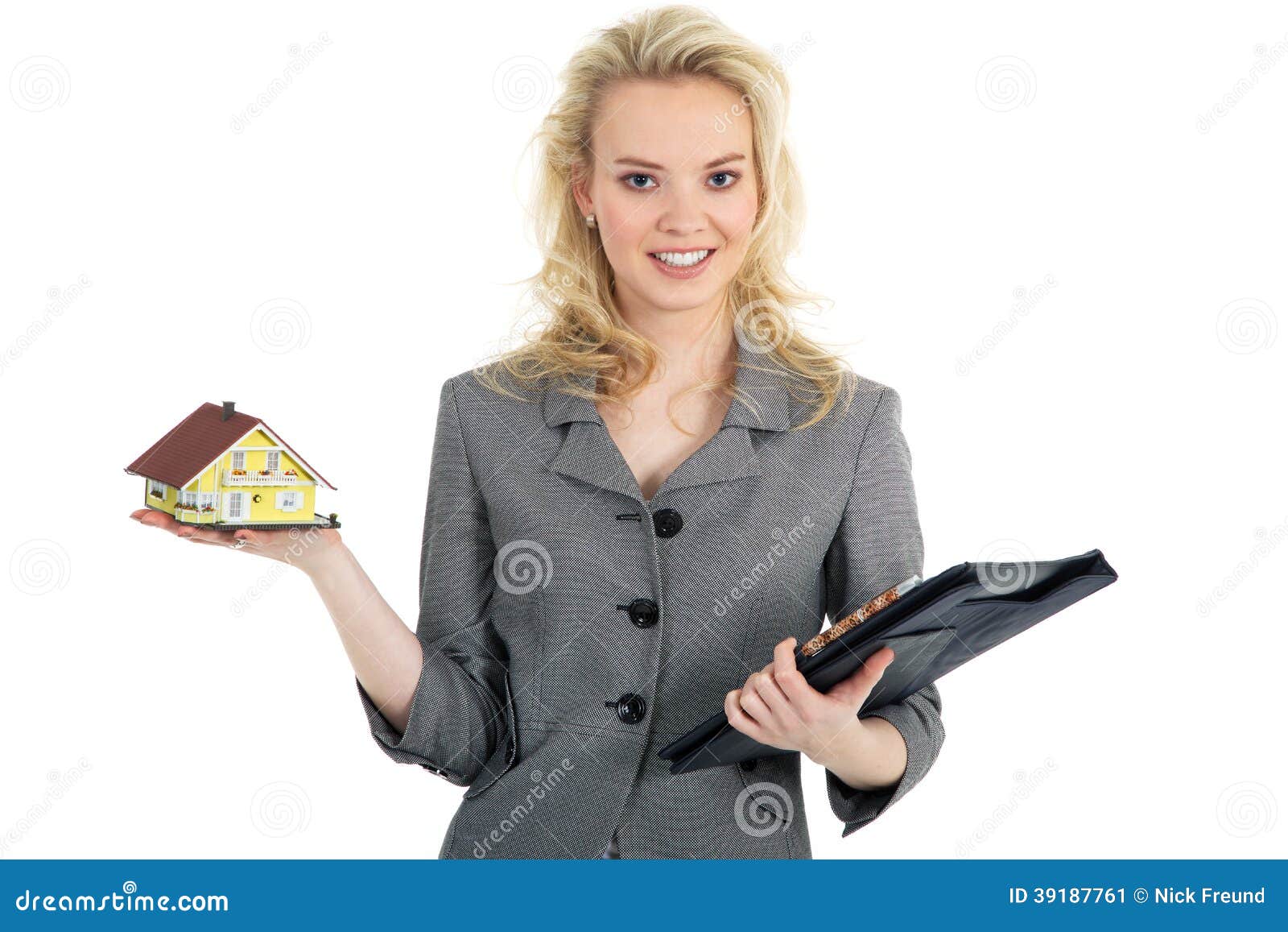 Woman Holding a Miniature House Stock Image - Image of cute, house ...