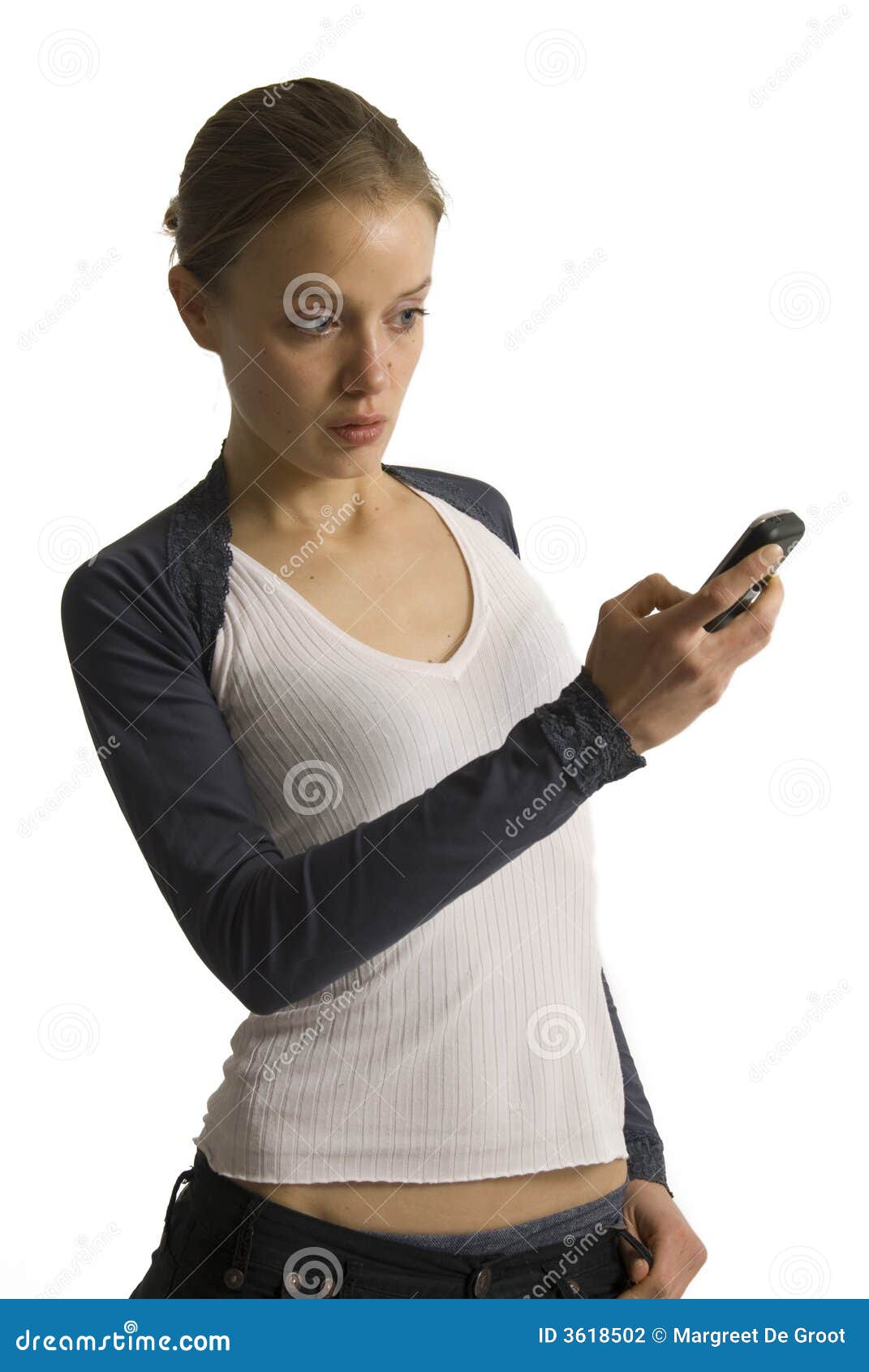 Woman Holding a Mobile Phone Stock Photo - Image of woman, blond: 3618502