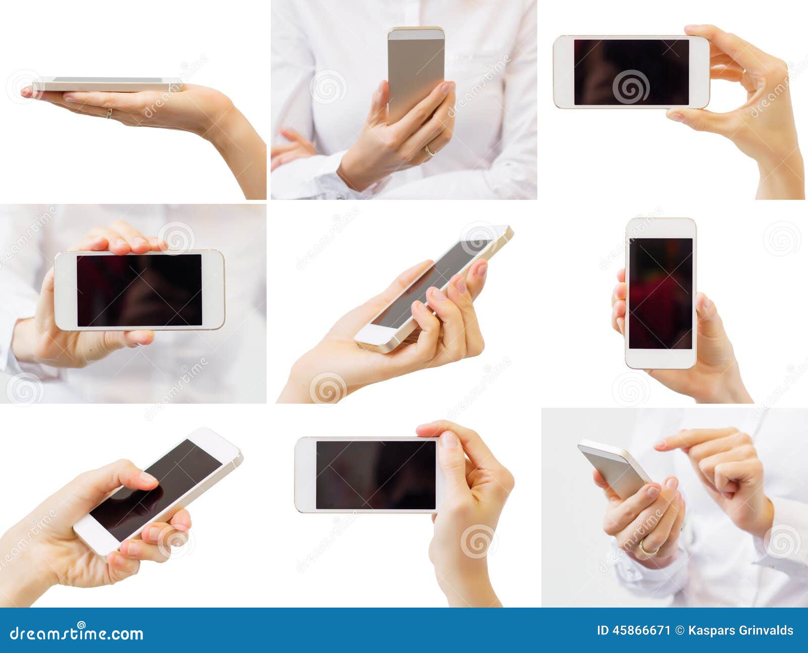 Woman Holding Mobile Phone, Collage of Different Photos Stock Image ...