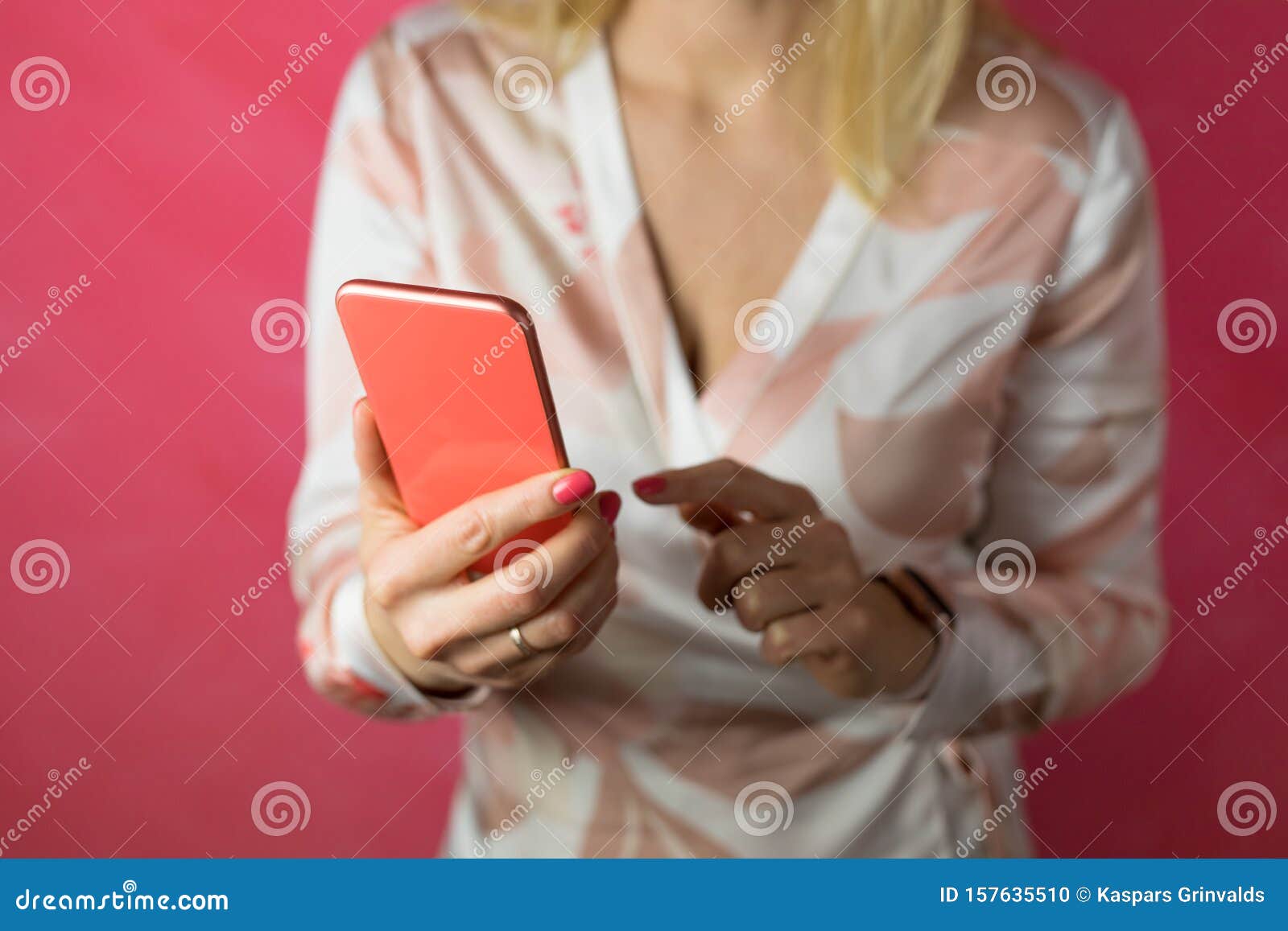 Woman Holding Mobile Phone in Hands Stock Photo - Image of phone ...