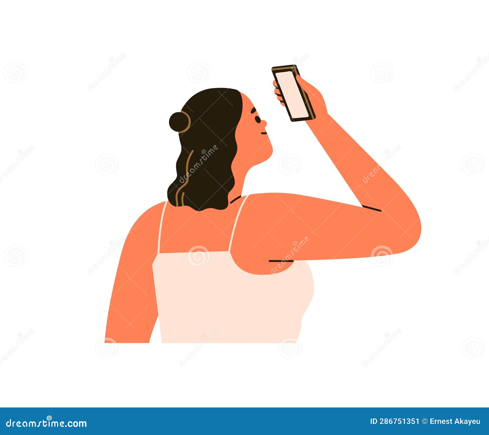 Woman Holding Mobile Phone Looking At Smartphone Screen Happy Excited