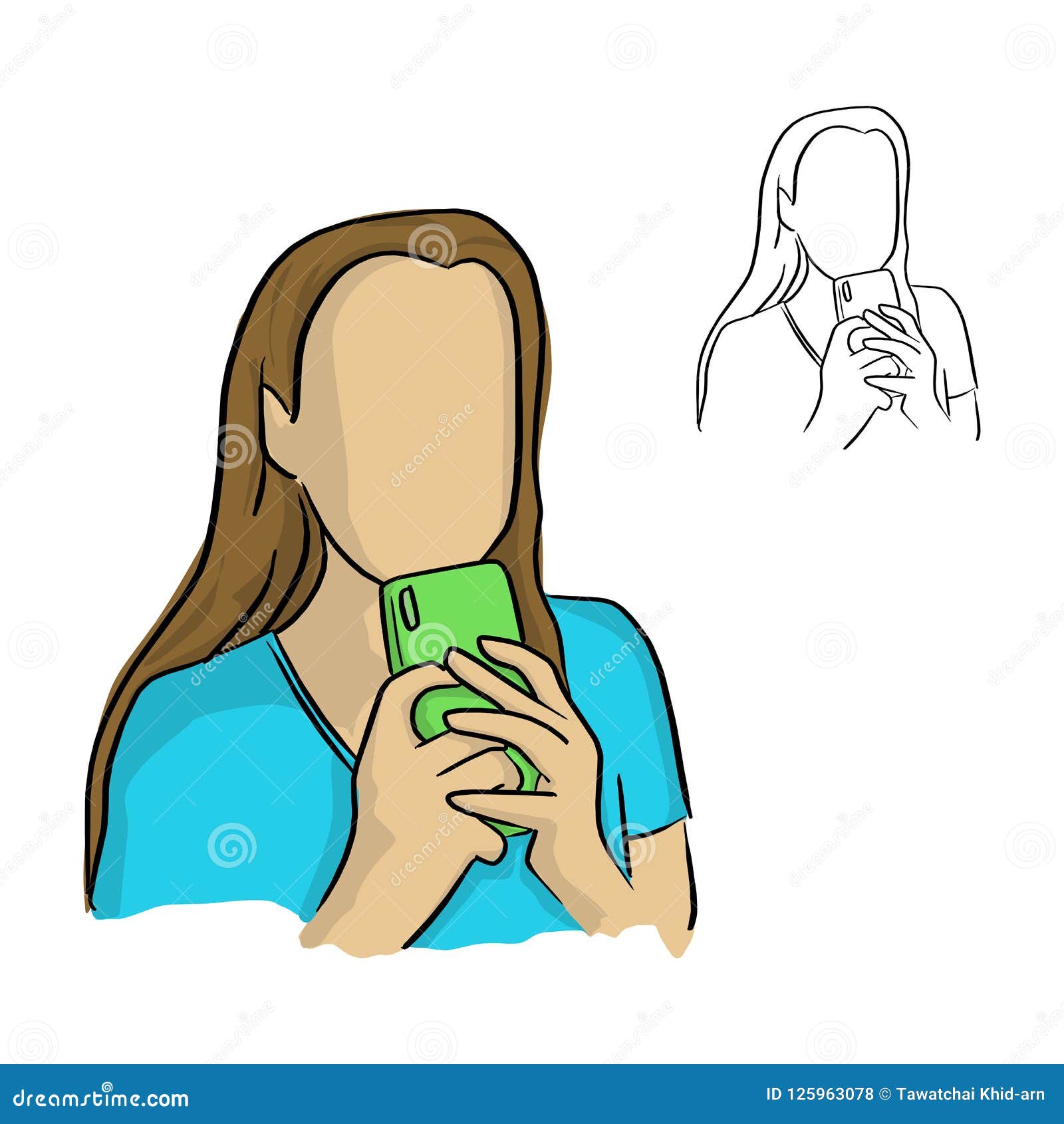 Woman Holding Mobile Phone Vector Illustration Sketch Doodle Han Stock ... Woman Holding Mobile Phone Vector Illustration Sketch Doodle Han Stock ...