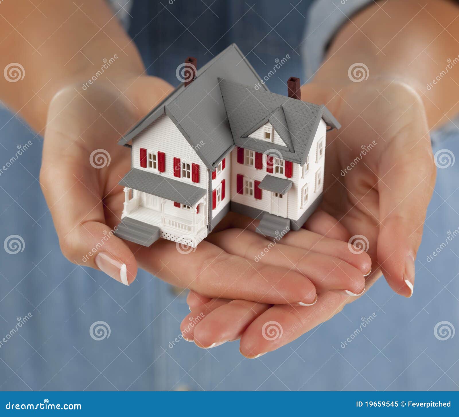 Woman Holding Model Home in Hands Stock Image - Image of architecture ...