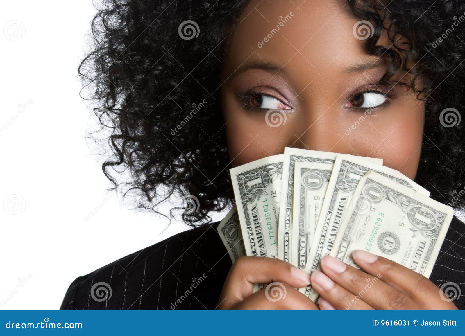 Woman Holding Money stock image. Image of african, away - 9616031