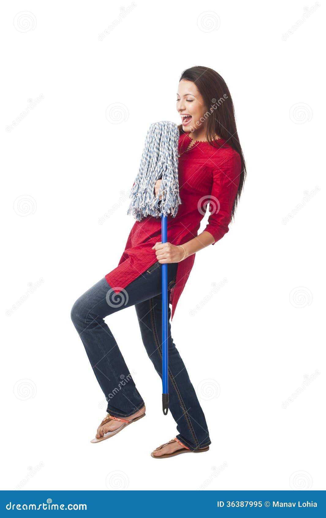 Woman holding mop stock image. Image of 2024, dusting - 36387995