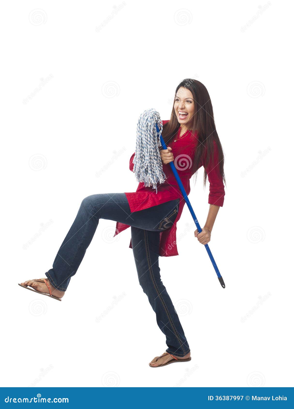 Woman holding mop stock image. Image of appliance, clothing - 36387997