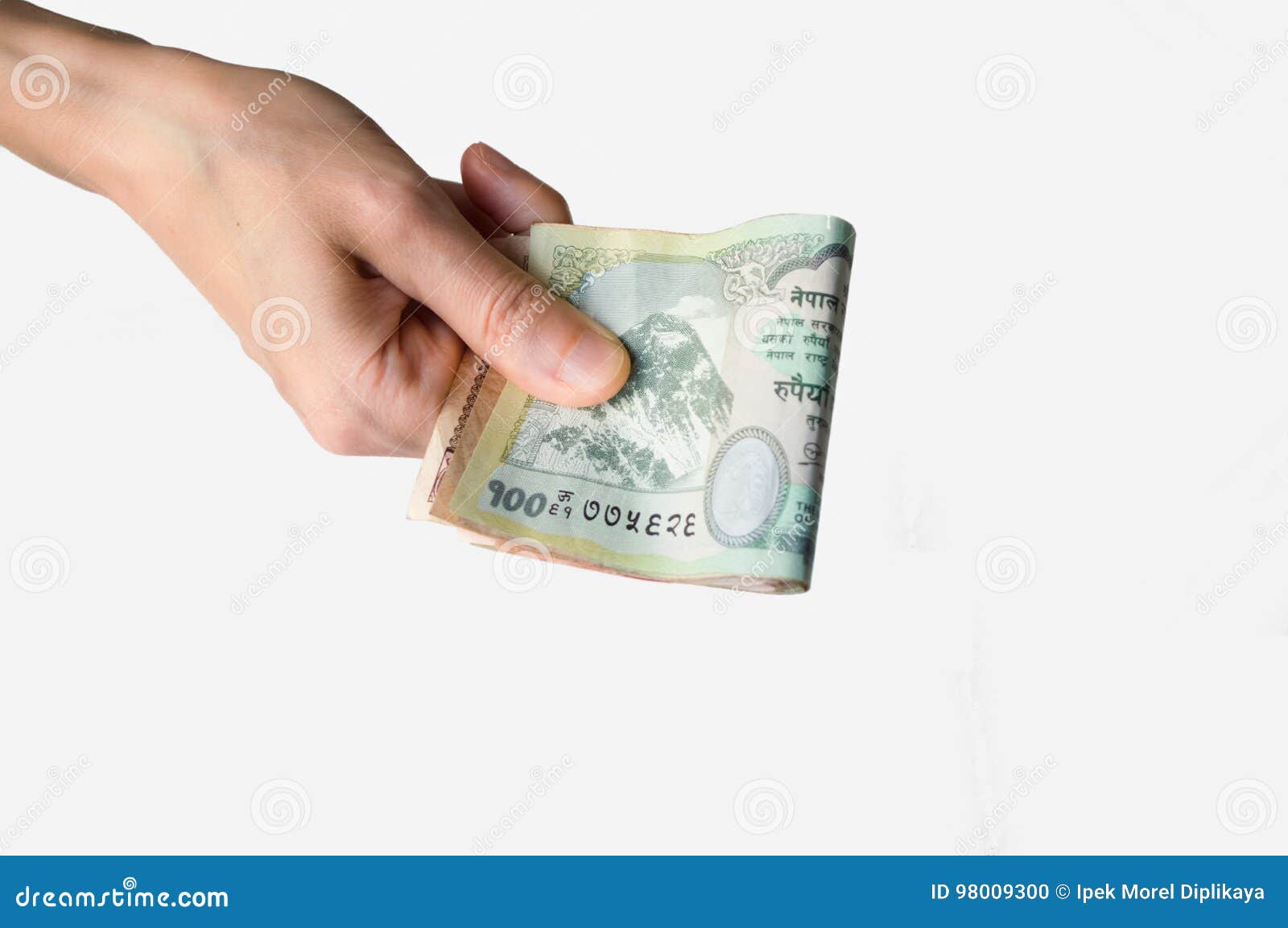 Woman Holding Nepal Rupees Notes in Her Hand Stock Photo - Image of ...