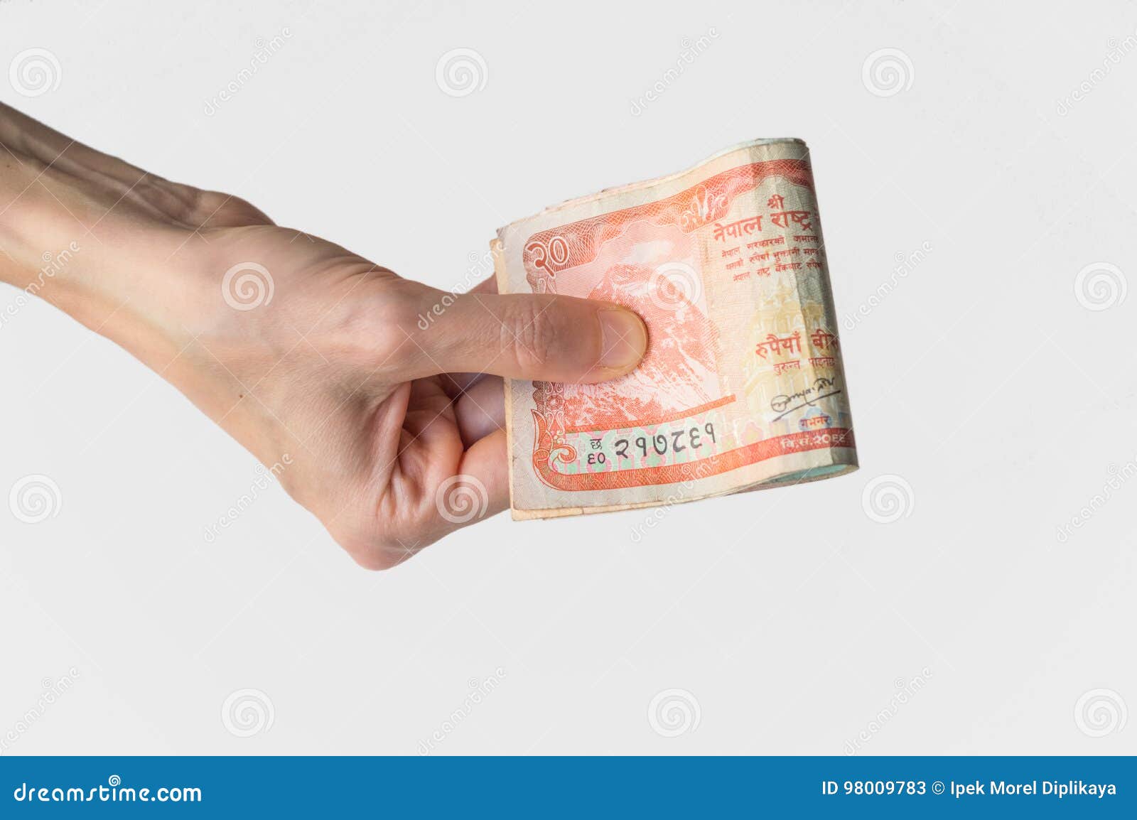 Woman Holding Nepal Rupees Notes in Her Hand Stock Image - Image of ...