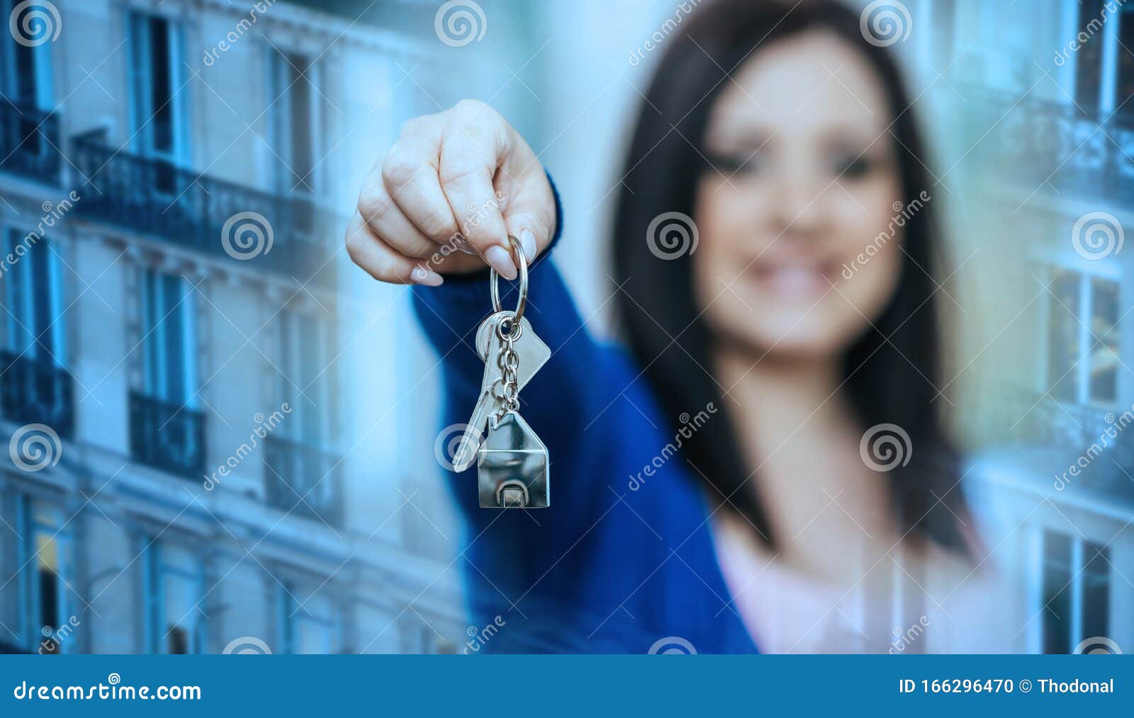 Woman Holding Out House Keys; Multiple Exposure Stock Photo - Image of ...
