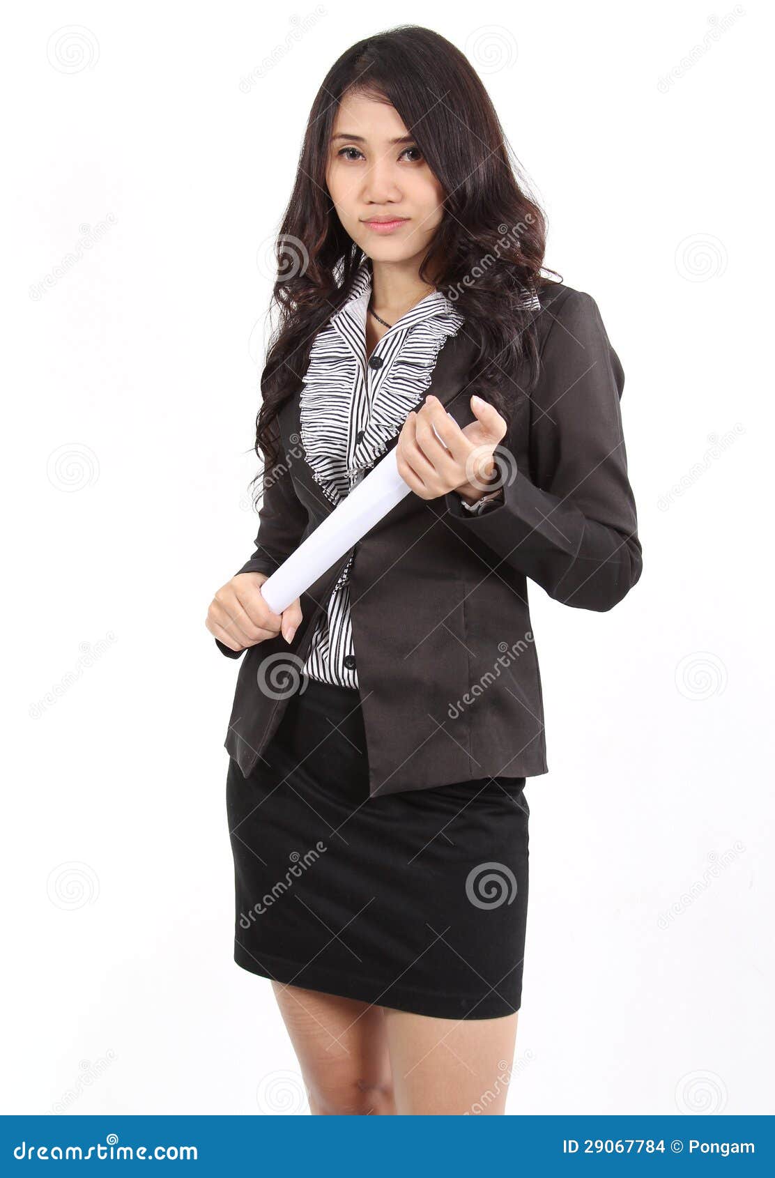 Woman holding paper stock photo. Image of working, writing - 29067784