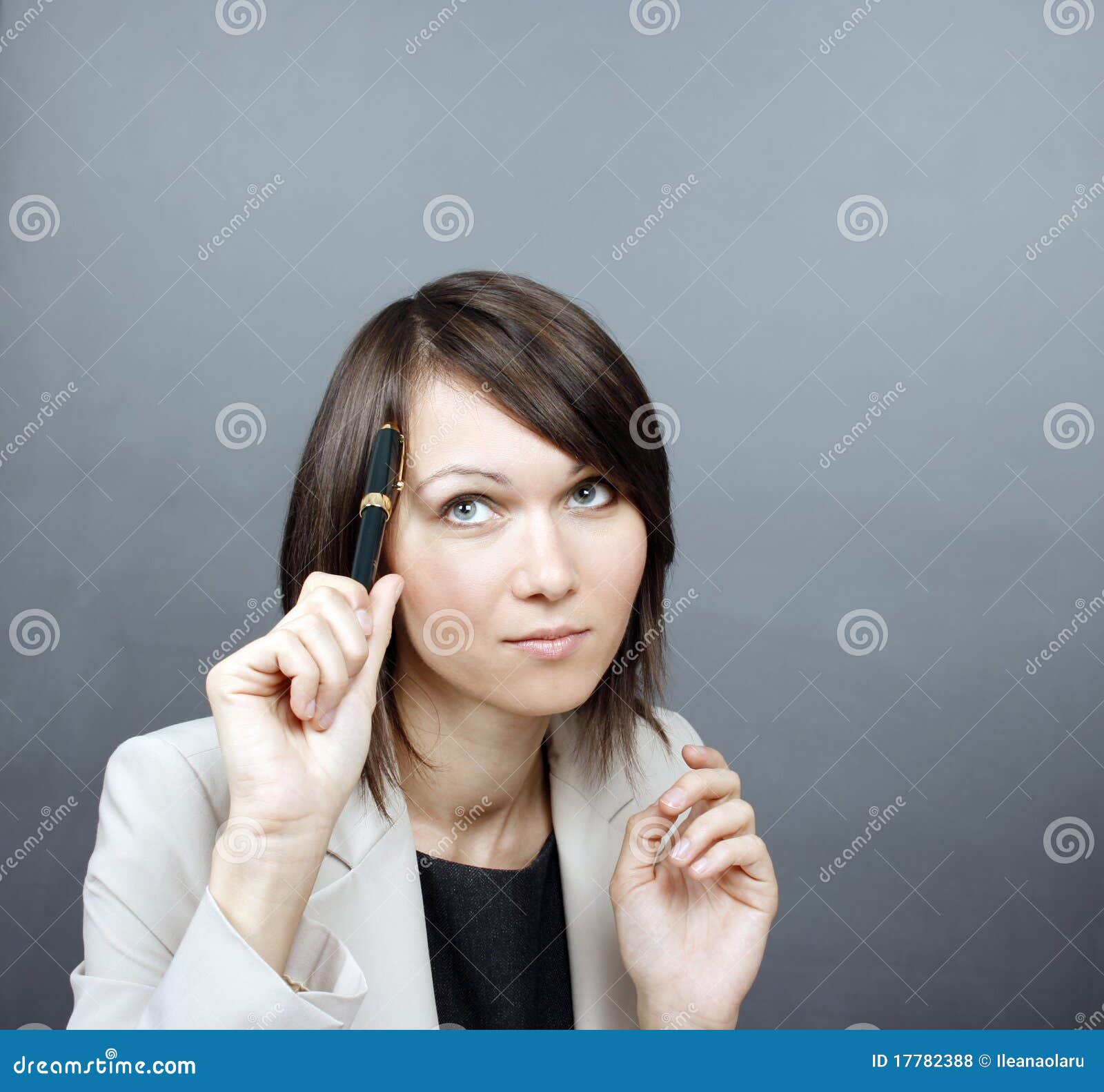 Woman holding a pen stock photo. Image of calm, pencil - 17782388