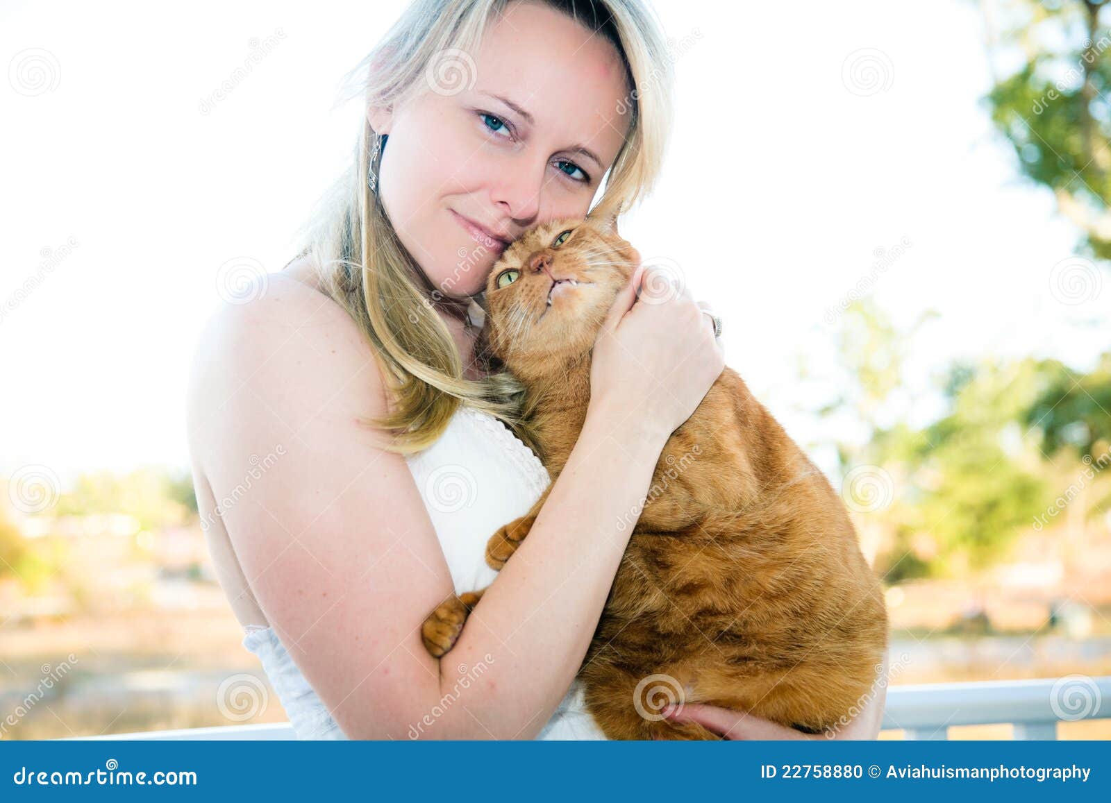 Woman Holding Pet Cat stock photo. Image of animals, ladies - 22758880