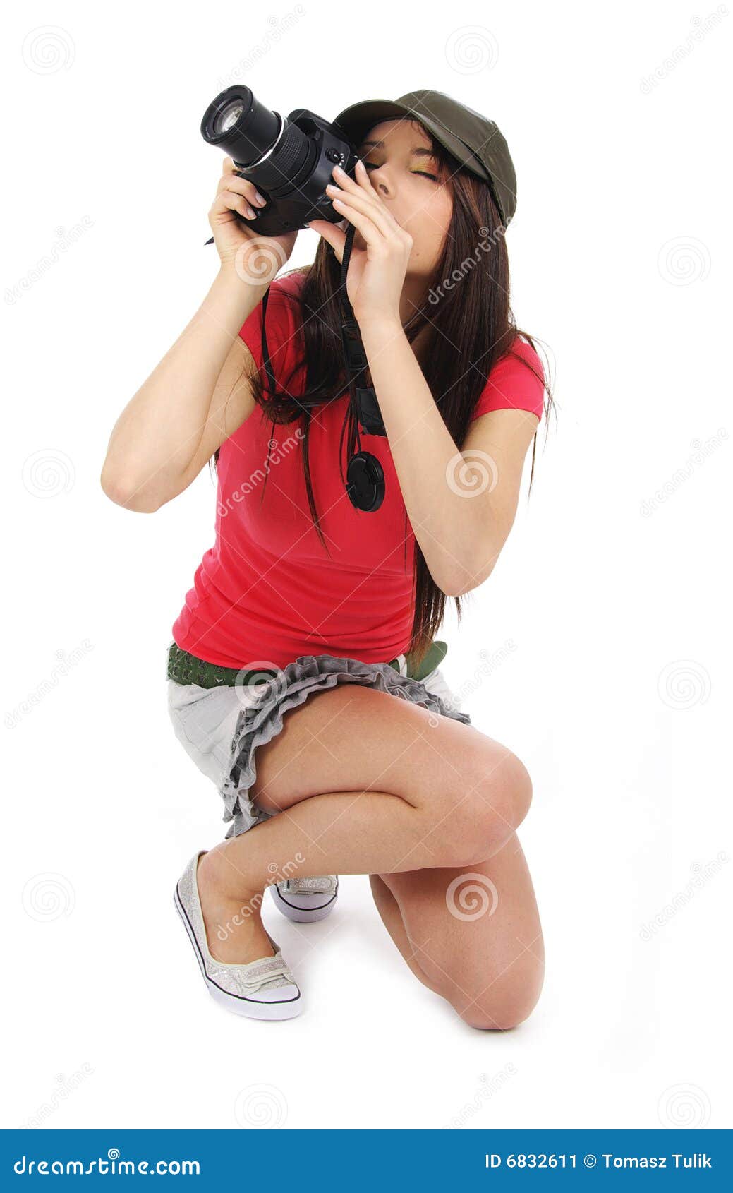 Woman Holding a Photo Camera Stock Image - Image of person, isolated ...