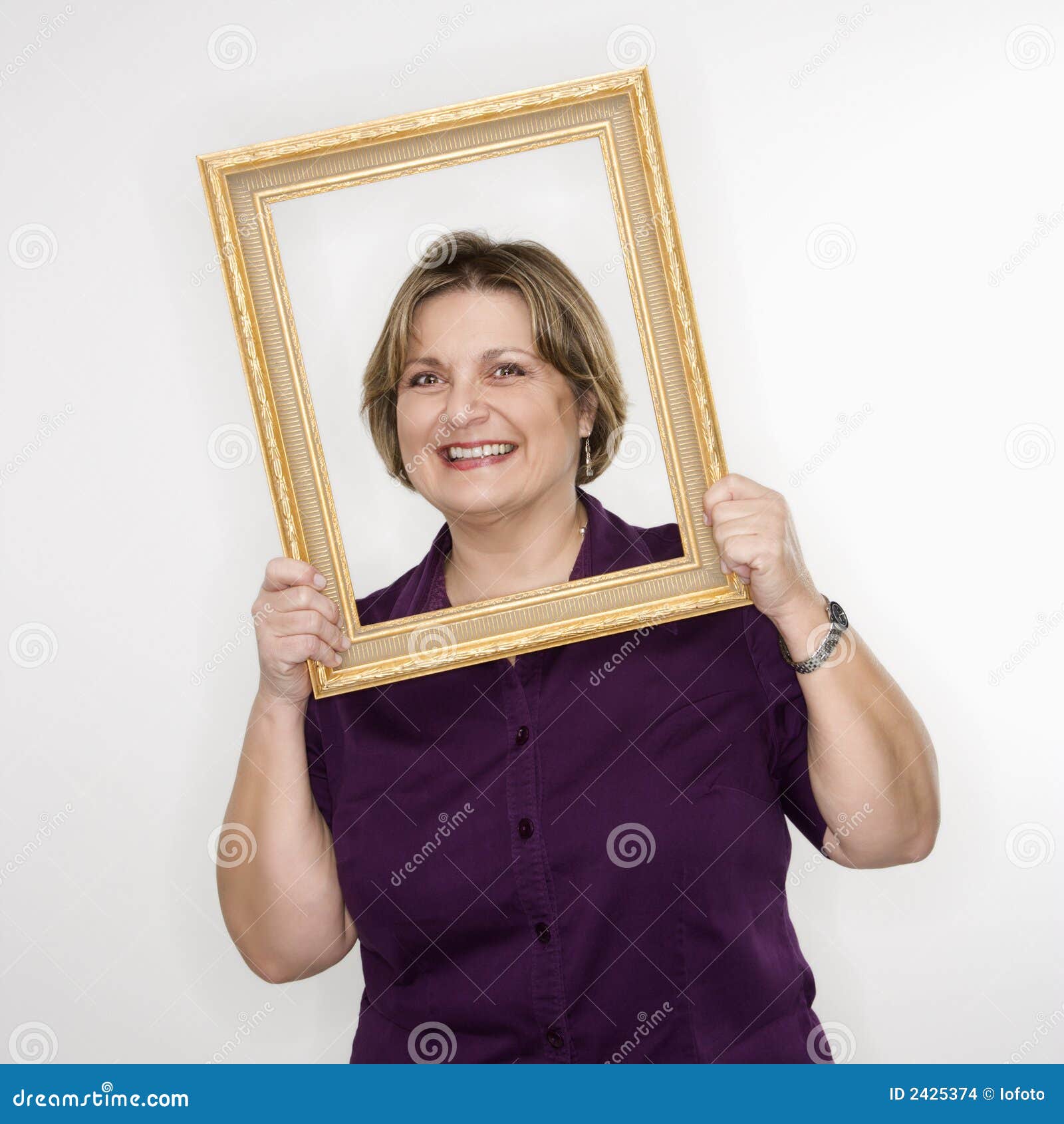 Woman Holding Picture Frame. Stock Photo - Image of contact ...