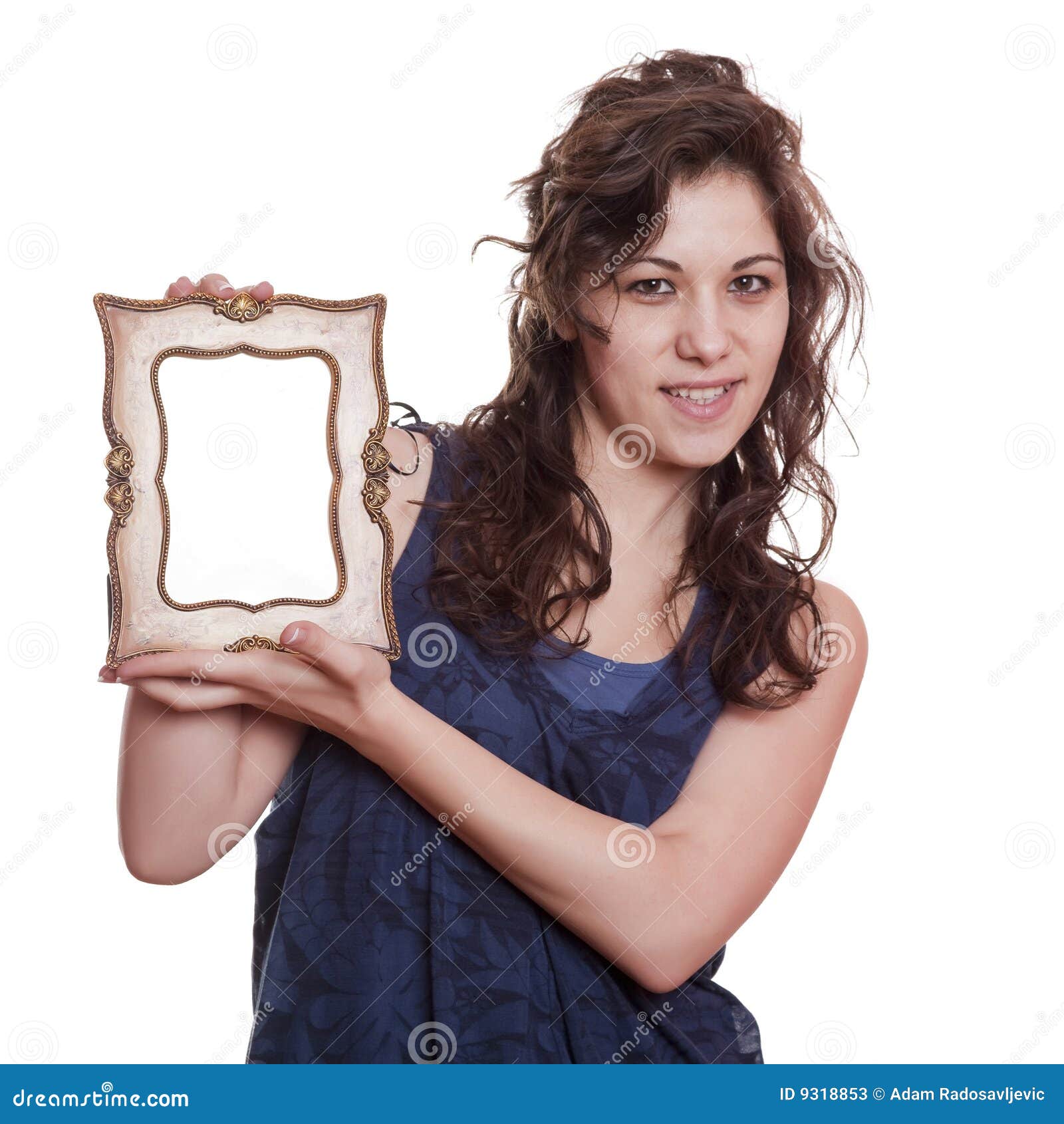 Woman Holding an Picture Frame Stock Image - Image of memories ...
