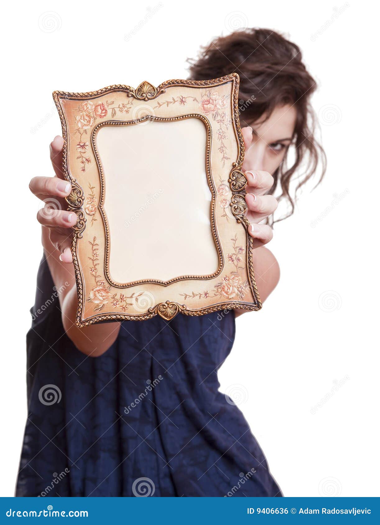 Woman Holding an Picture Frame Stock Photo - Image of classical ...